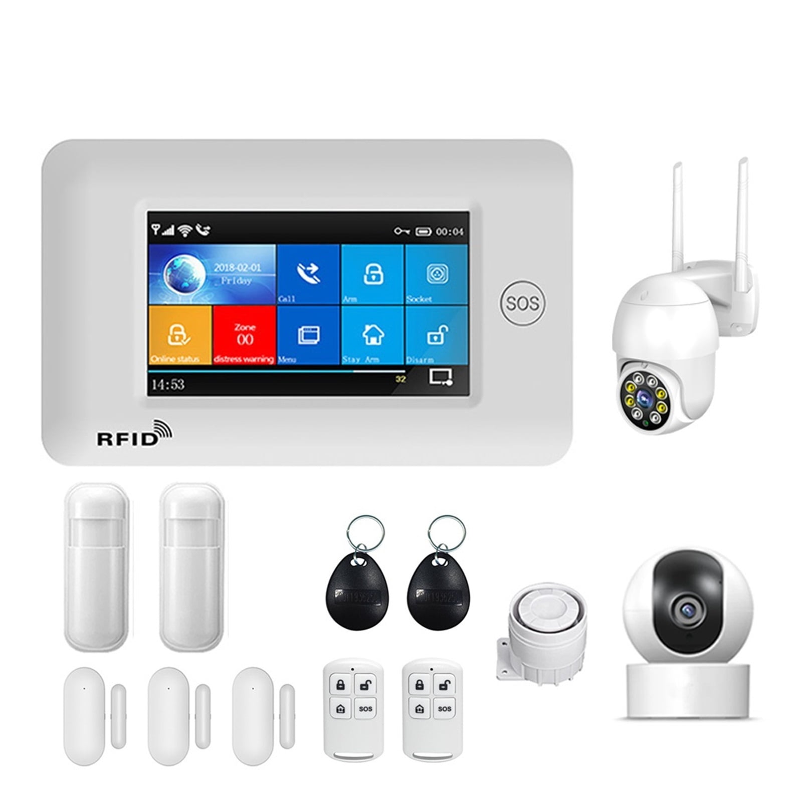 PG106 4G 433MHz Wireless GPRS Touch Screen Smart Home Burglar Security ...