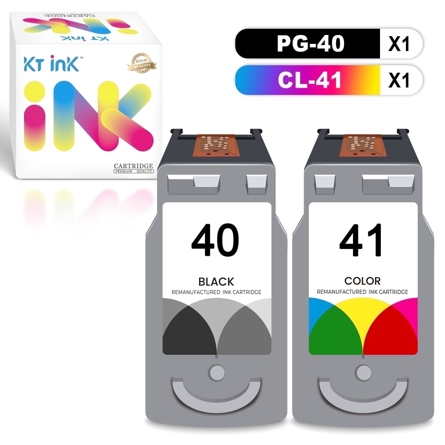 KT INK 40 Black and 41 Color Remanufactured Ink Cartridge, Compatible ...