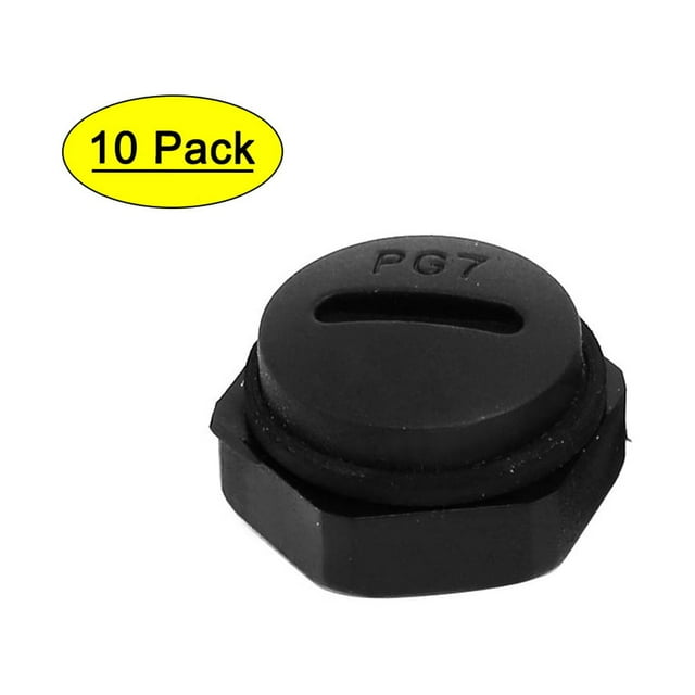 PG7 Nylon Male Threaded Cable Gland Screw End Cap Cover Black 10pcs ...