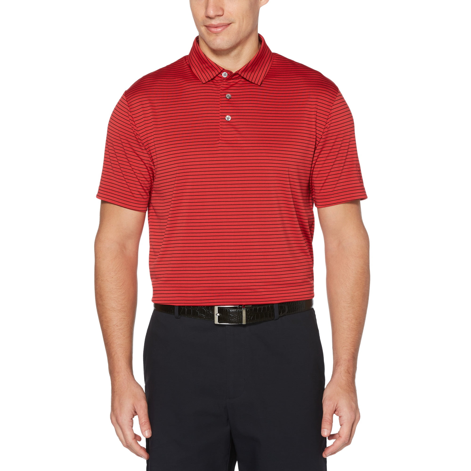 PGA Tour Golf Men Regular fit Short Sleeve Polo Shirt Small Red Striped - Walmart.com