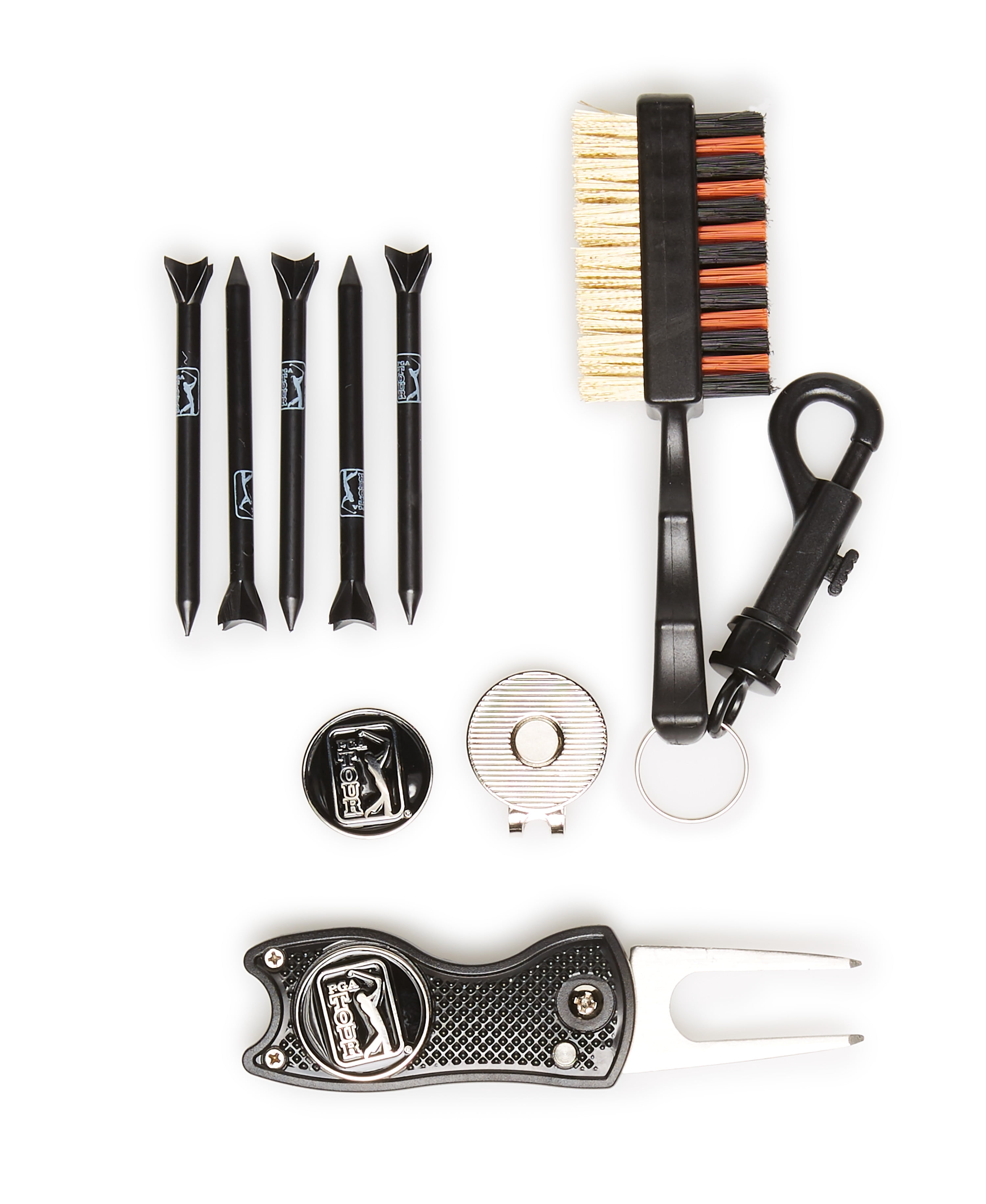 PGA Tour Golf Starter Set - Dual Brush, Tees, Ball Markers - Walmart.com