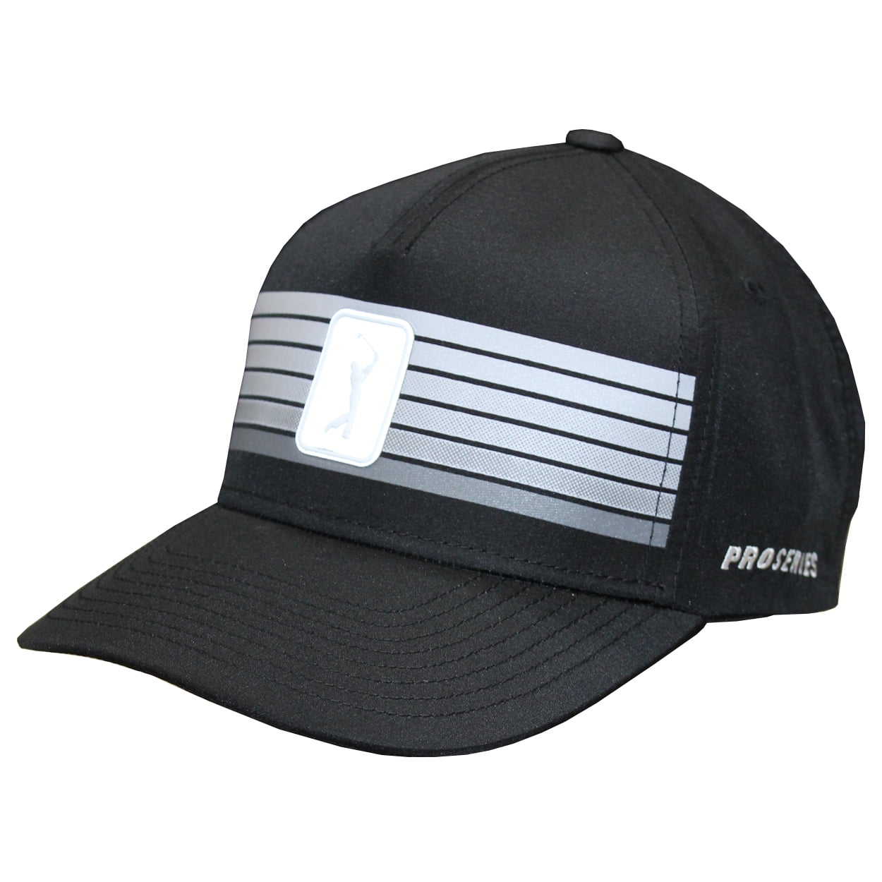 PGA Tour Men's Printed Stripe Adjustable Golf Hat, Caviar Black ...