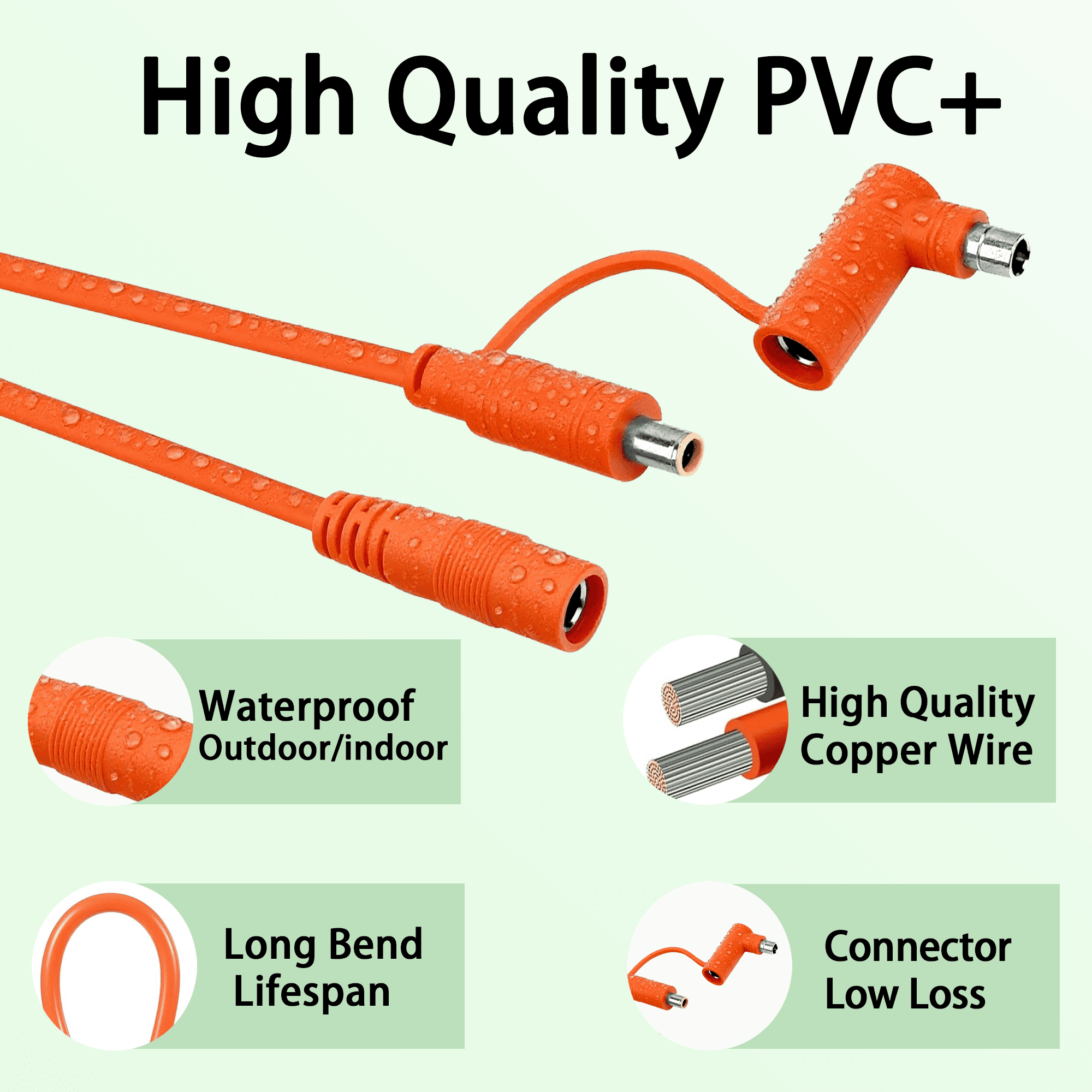 PGENDAR 10 feet 8mm Extension Cable 14AWG for Solar Generators, DC7909 ...