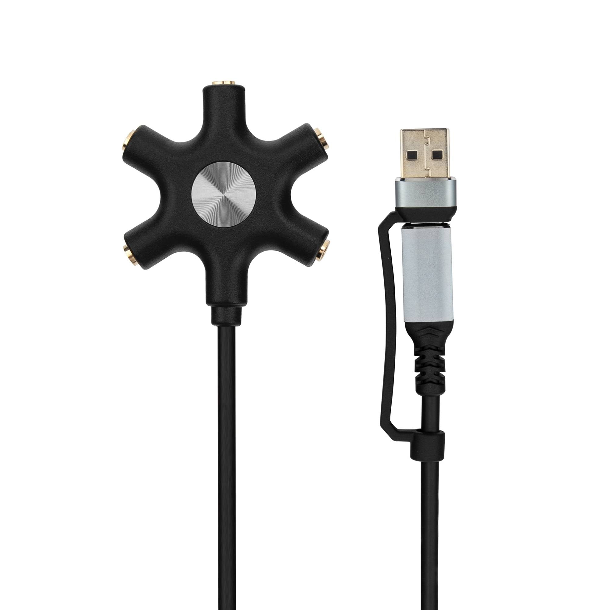 PGENDAR USB A/C to Headphone Splitter, Audio Earbuds Earphones Plug 5 ...