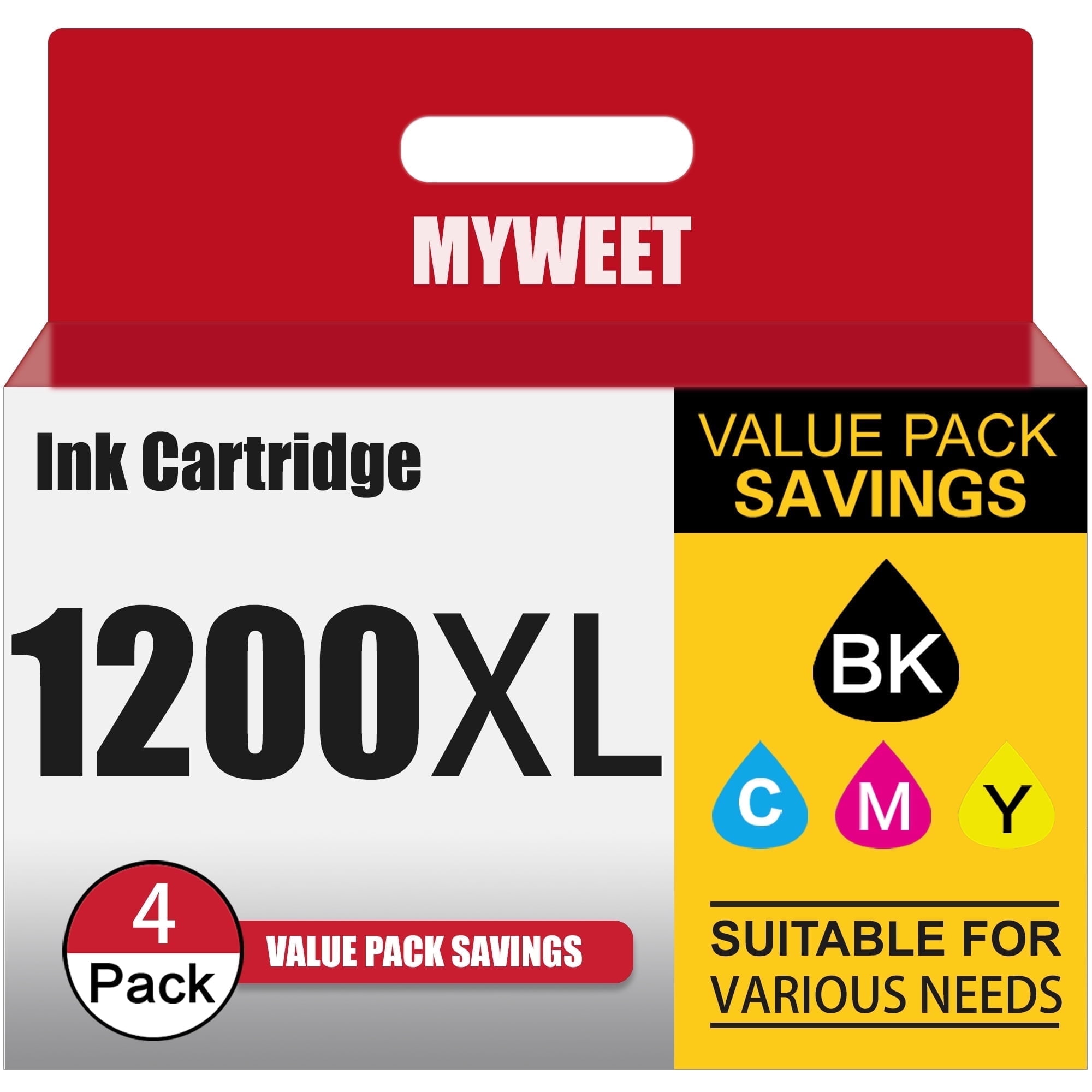 PGI-1200XL Ink Cartridge 4-Pack for Canon MAXIFY Printers (1Black/1Cyan ...