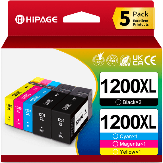 HIPAGE 1200XL Ink Cartridges for Canon MAXIFY MB2720, Black Cyan ...