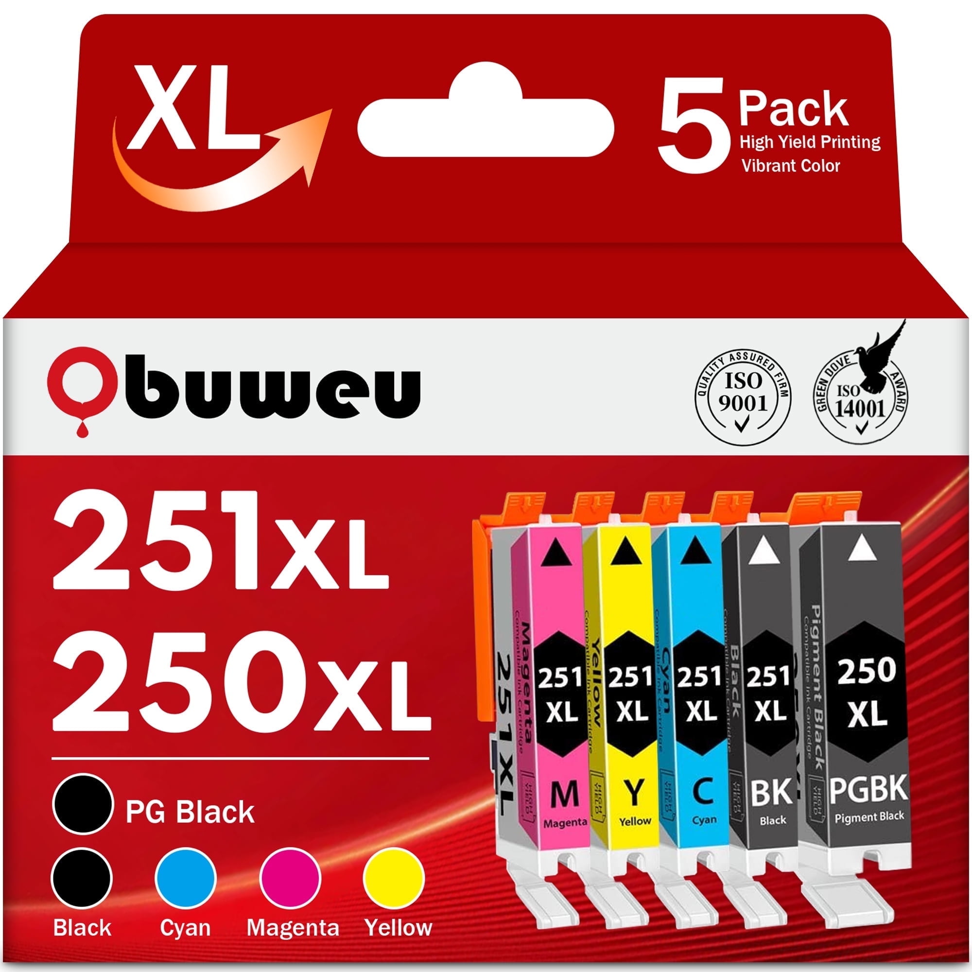 PGI-250XL CLI-251XL Ink Cartridges Compatible for Canon 250 and 251 Ink ...