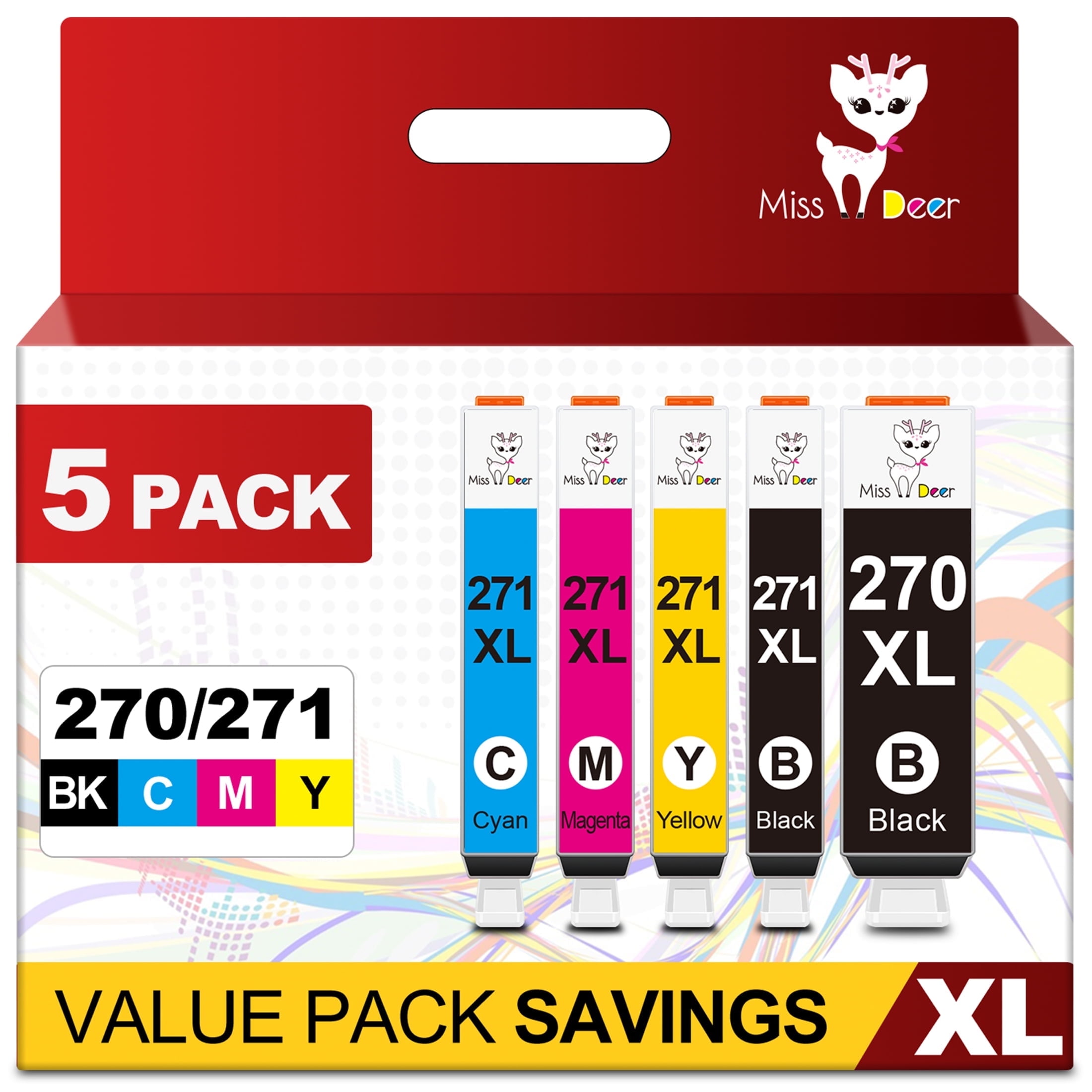 Miss Deer PGI-270XL CLI-271XL Ink Cartridges for Canon Pixma MG5720 ...