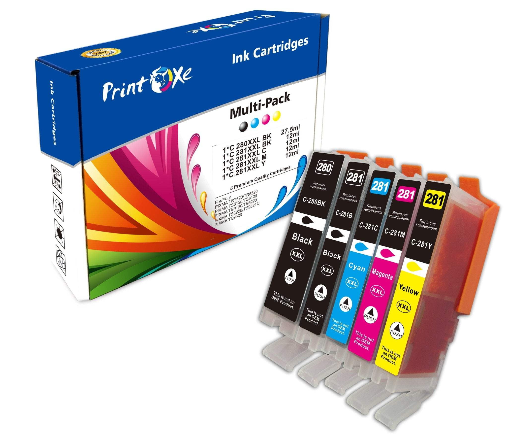 PGI 280 / CLI 281 XXL Compatible Set of 5 Without Photo Blue for Canon ...