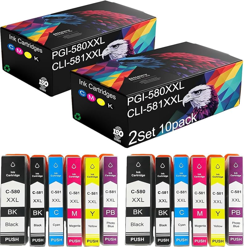 PGI-580 CLI-581 Ink Cartridges, High Yield 1200 Pages, Reliable ...