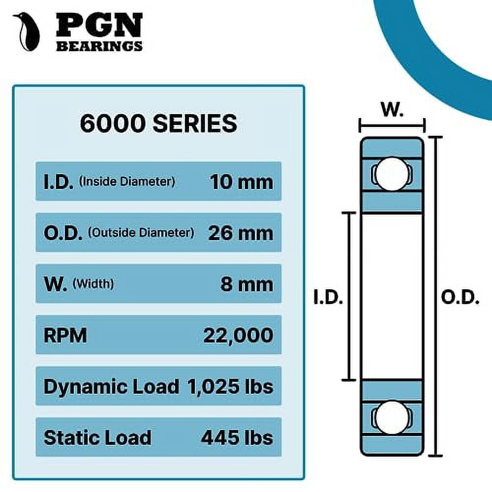 PGN (30 Pack) 6000-2RS Bearing - Lubricated Chrome Steel Sealed Ball ...