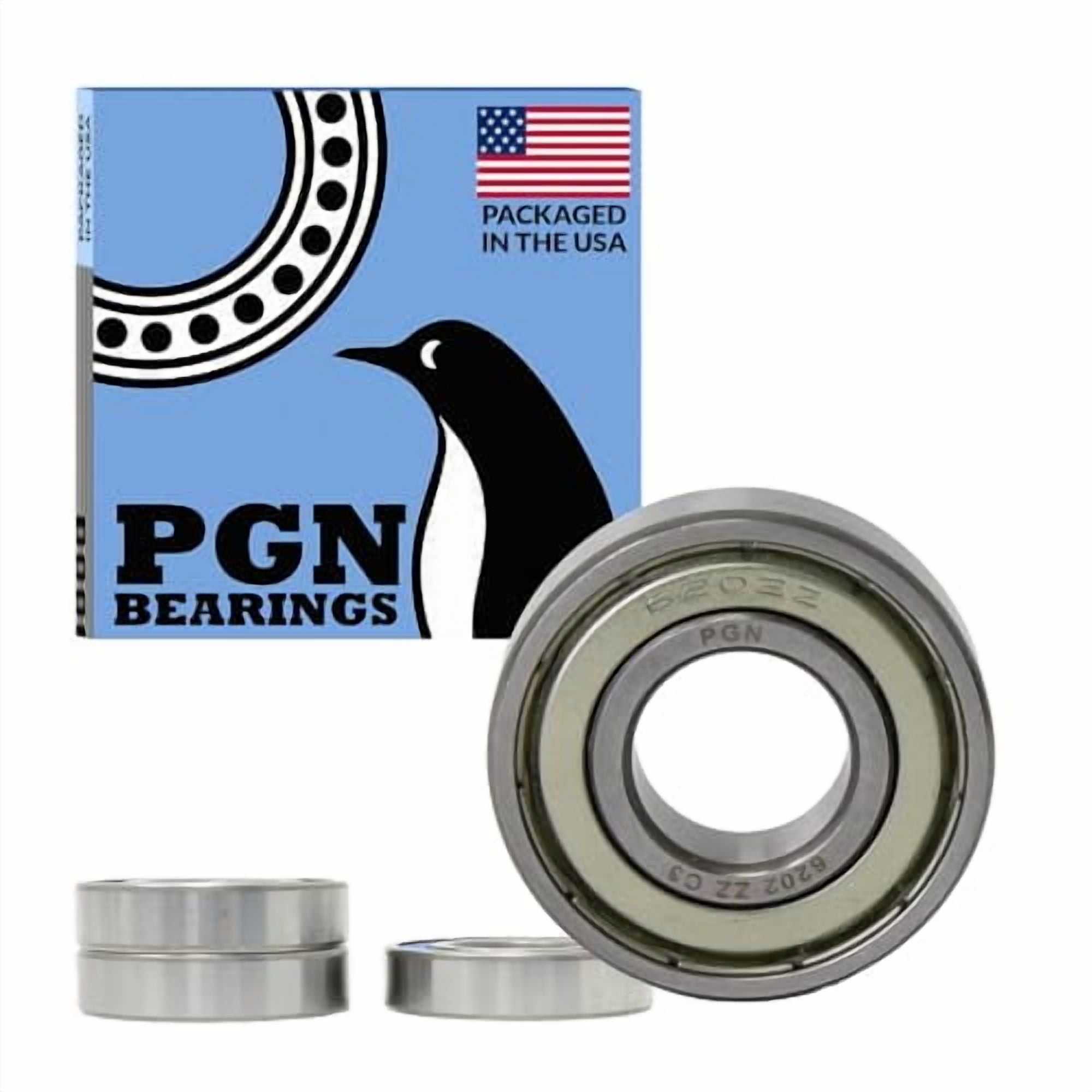 PGN (4 Pack) 6202-ZZ Bearing - Lubricated Chrome Steel Sealed Ball ...