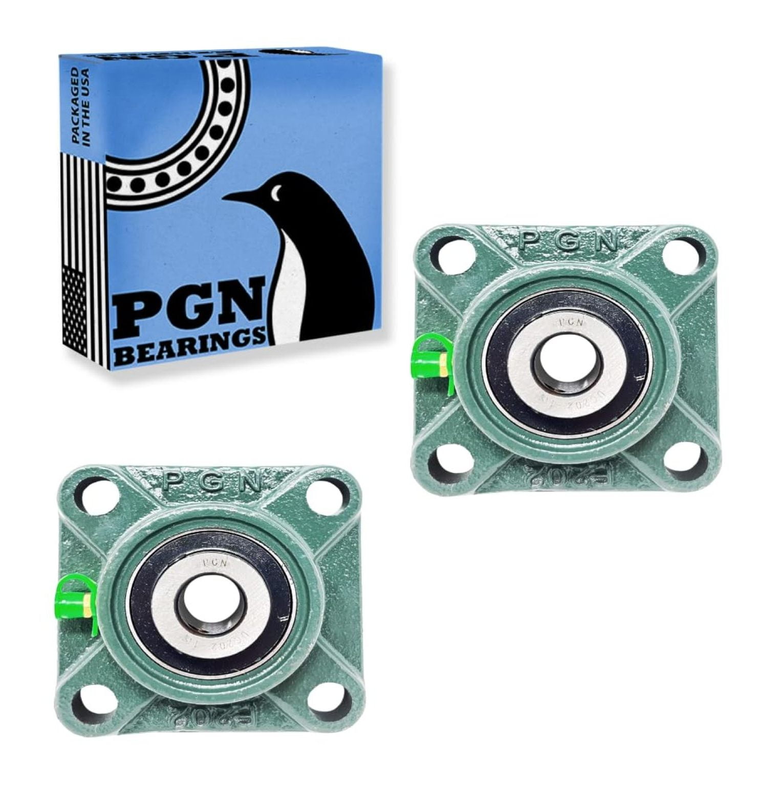 PGN UCF202-10 Pillow Block Bearing - Pack of 2 Square Flange Mounted Pillow Block Bearings ...