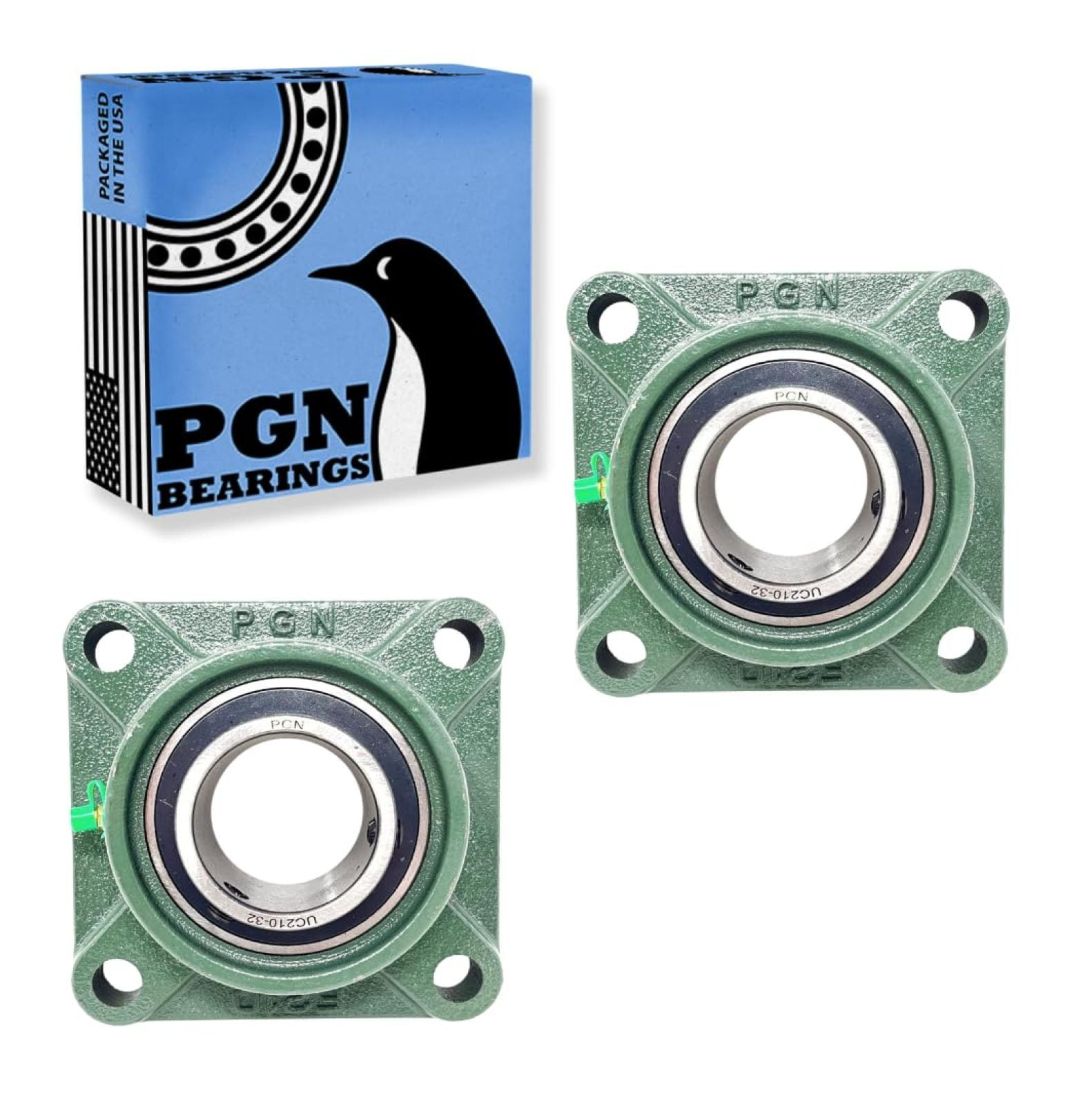 PGN UCF210-32 Pillow Block Bearing - Pack of 2 Square Flange Mounted Pillow Block Bearings ...