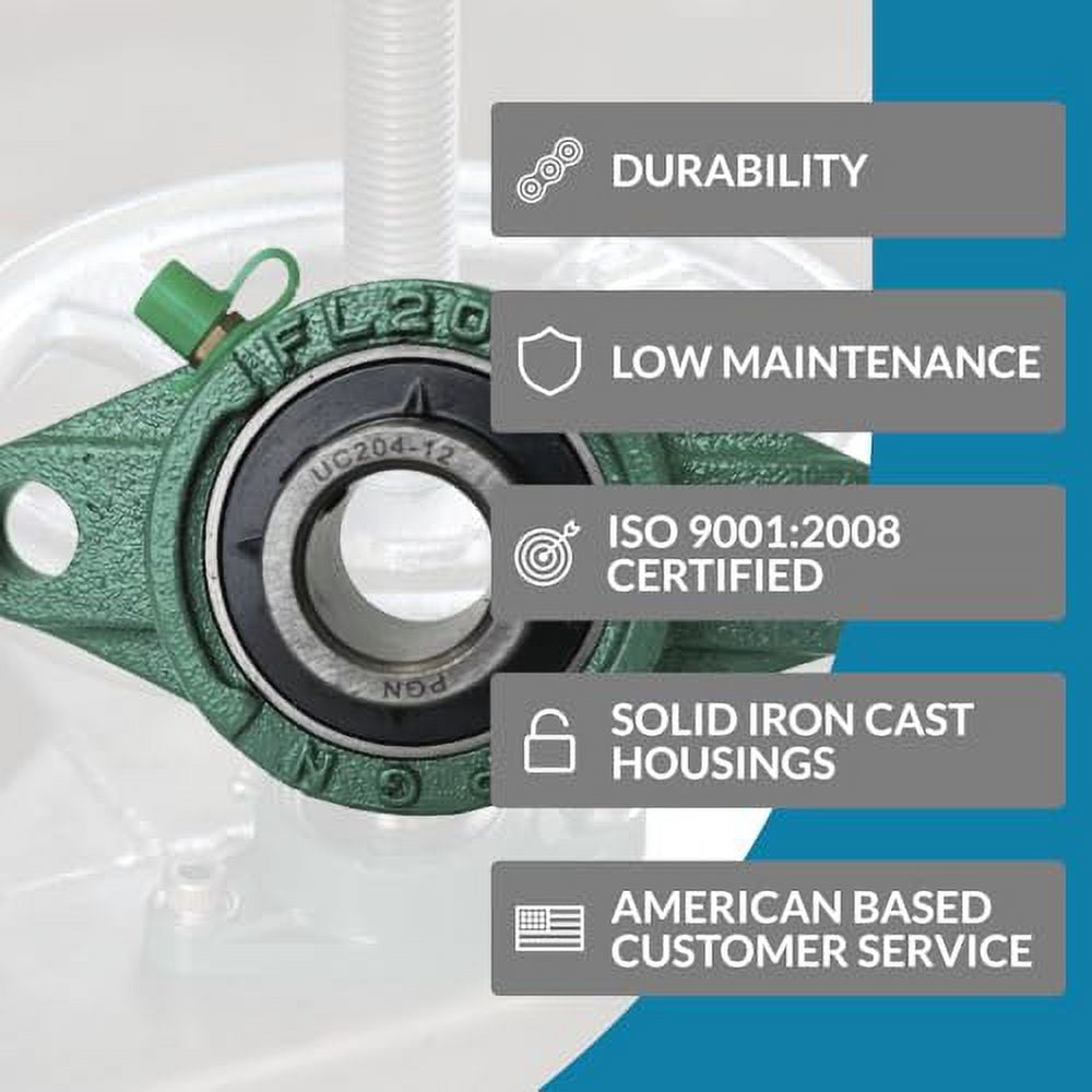 PGN UCFL204-12 Pillow Block Bearing - Pack of 6 Flange Mounted Pillow Block Bearings - Chrome ...