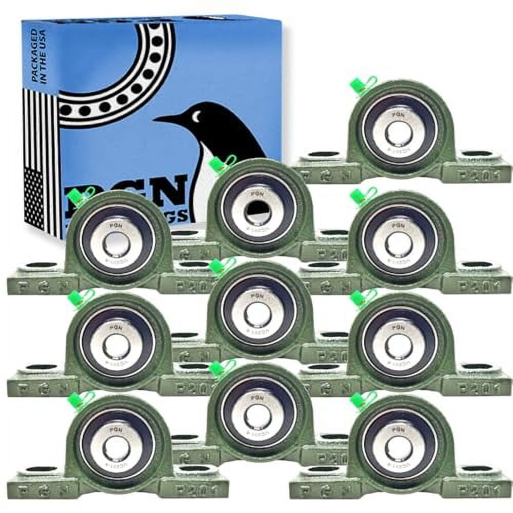 PGN UCP201-8 Pillow Block Bearing - Pack of 10 Mounted Pillow Block Bearings - Chrome Steel ...