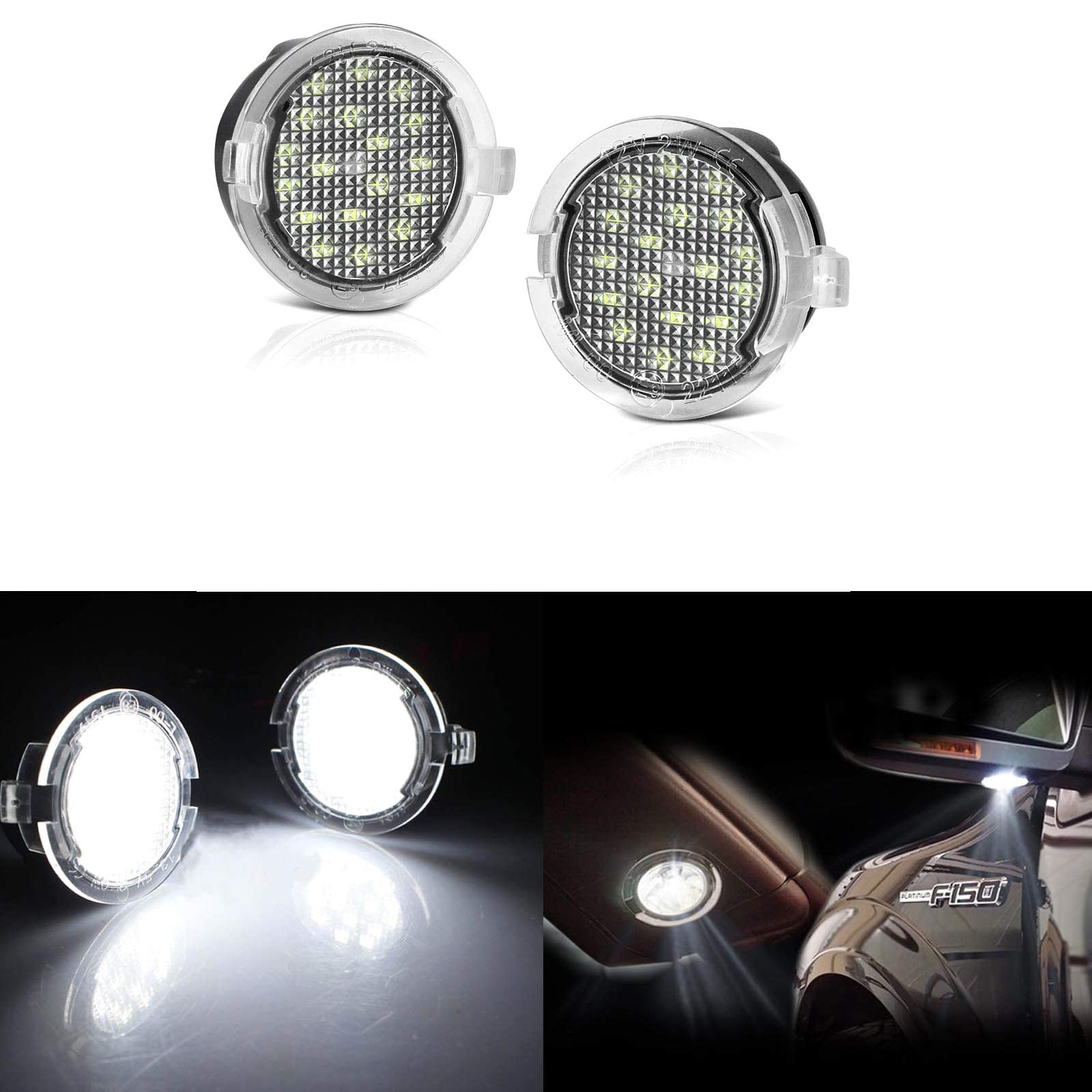 PGONE 2PC Full LED STF9 Side Under-Mirror Puddle Light Lamp Assembly ...