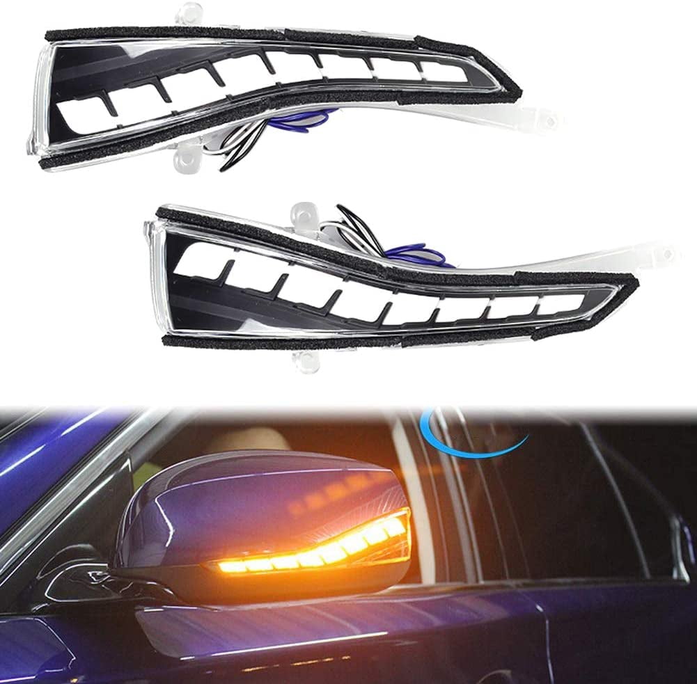 PGONE Dynamic Sequential Blink LED Side Mirror Turn Signal Light Strip Assembly White Light ...