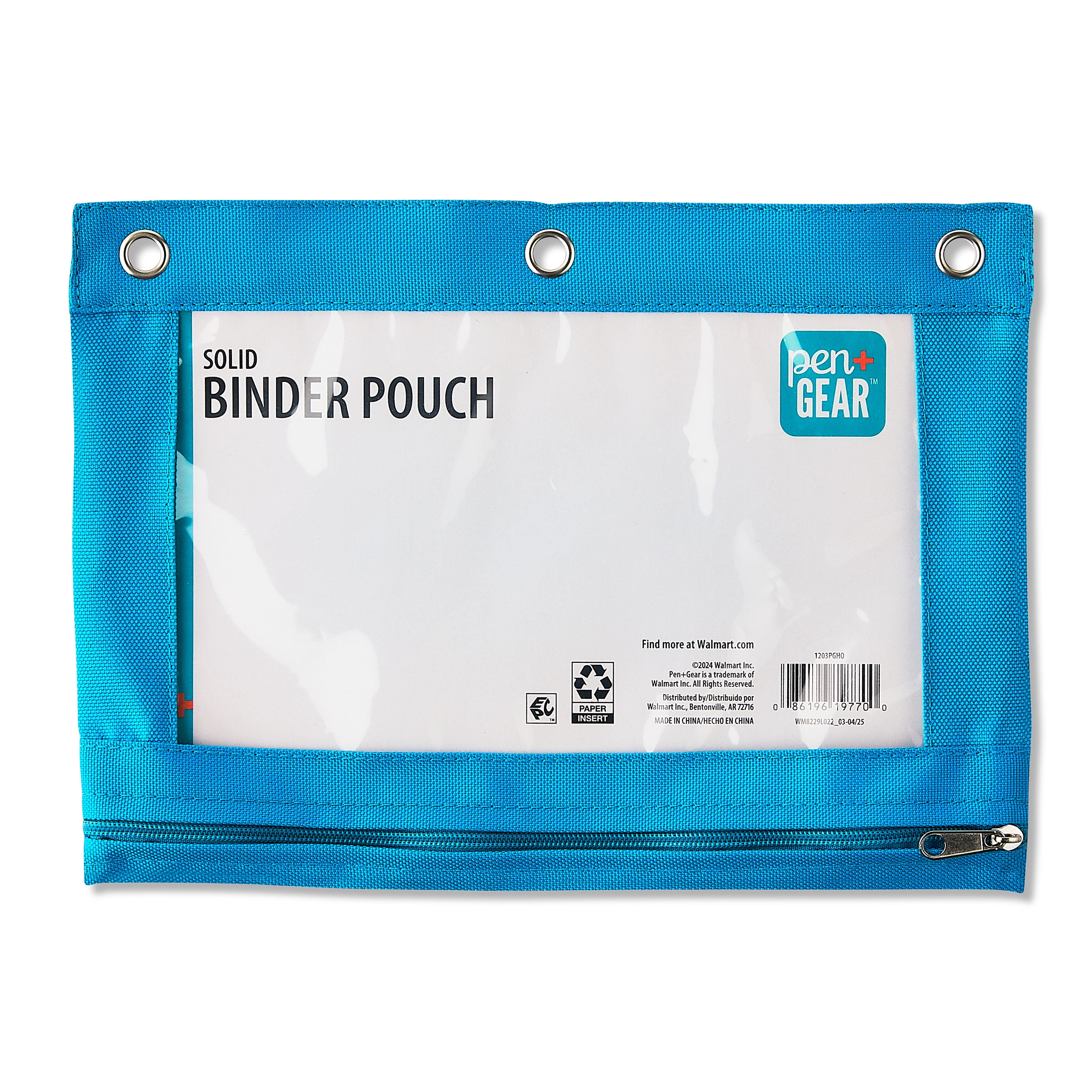 "Pen+Gear Blue Polyester Zipper Binder Pouch, 10.25"" x 7.25"" with 3 ...