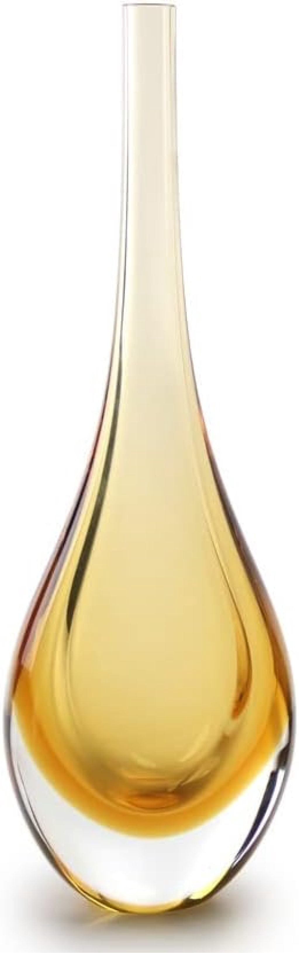 PGSP Small Drop Glass Vase Amber Hand Blown Murano-Style Art Glass ...