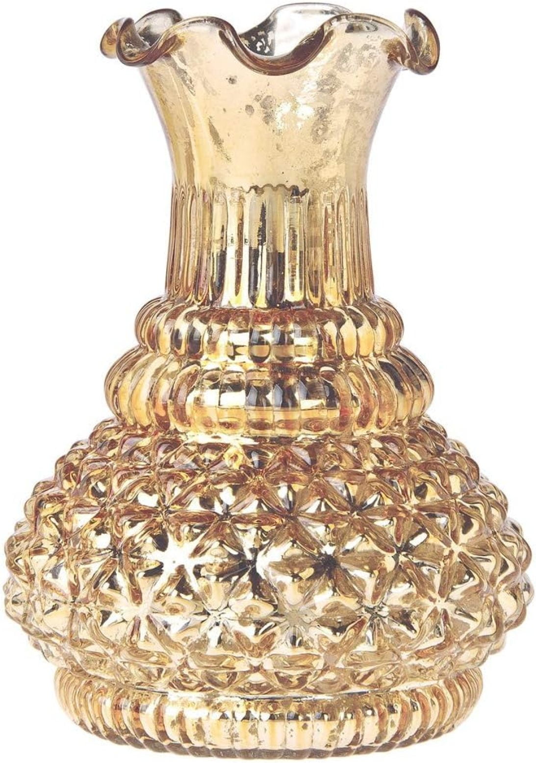 PGSP Vintage Mercury Glass Vase - 5.75-in Sophia Ruffled Genie Design ...