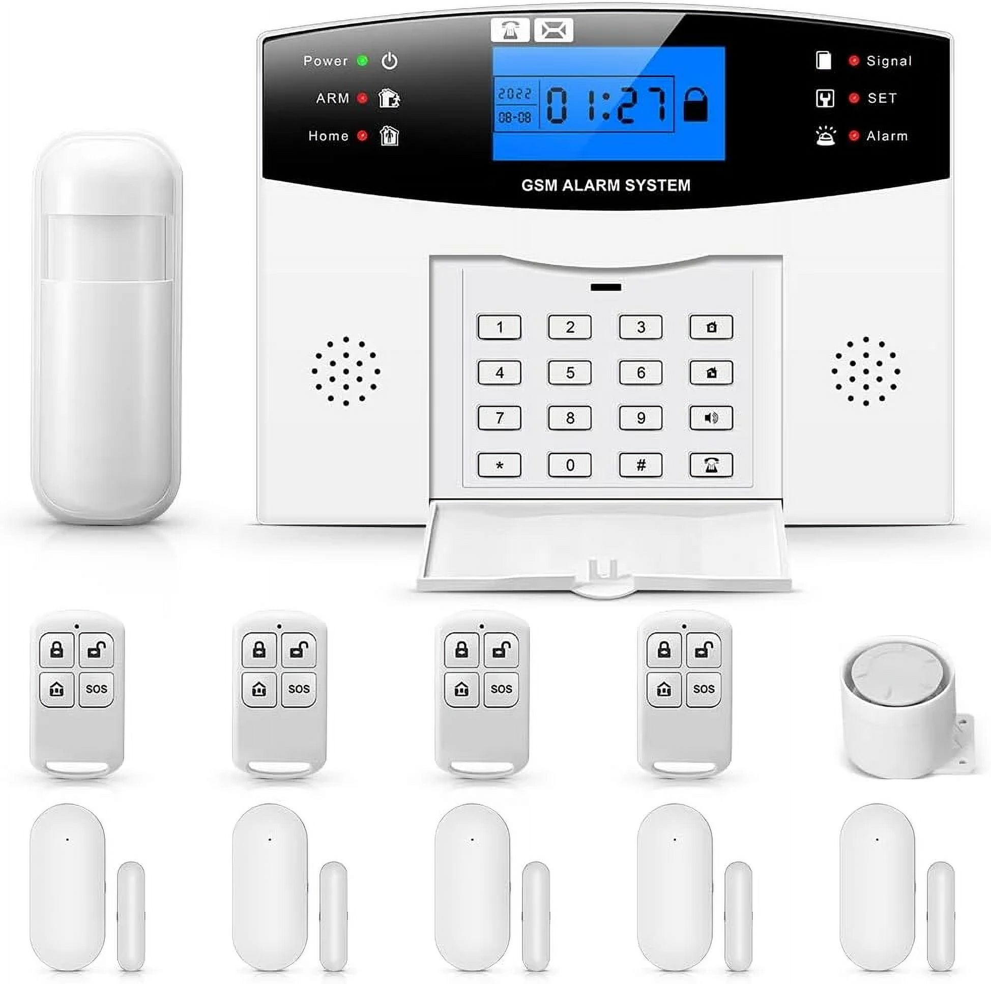 PGST GSM and WIFI Wireless Alarm System for Home Security 12-Piece ...