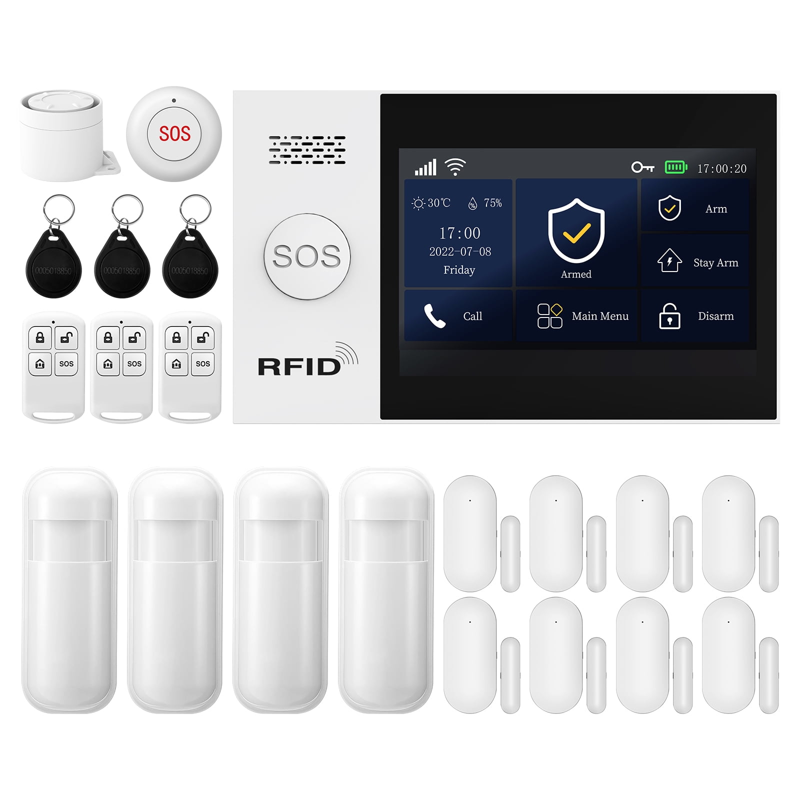 PGST Touch Screen Alarm System for Whole House Security, WiFi Wireless ...