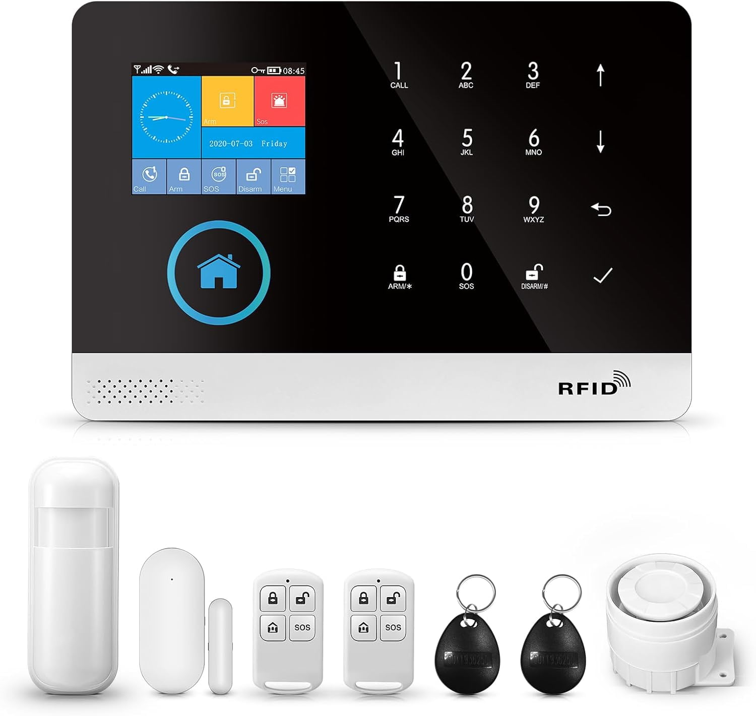 PGST Wireless Home Security System, WIFI 8-Piece-kit Alarm System for ...