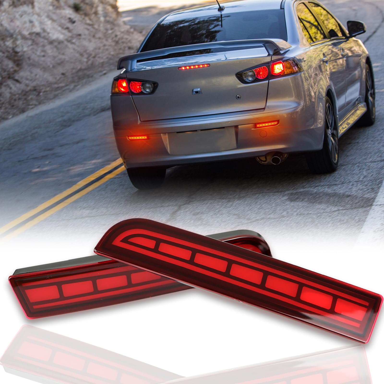 PGTOPONE DRL Red LED IFF17 Rear Fog Light Reflector,Function as Daytime ...