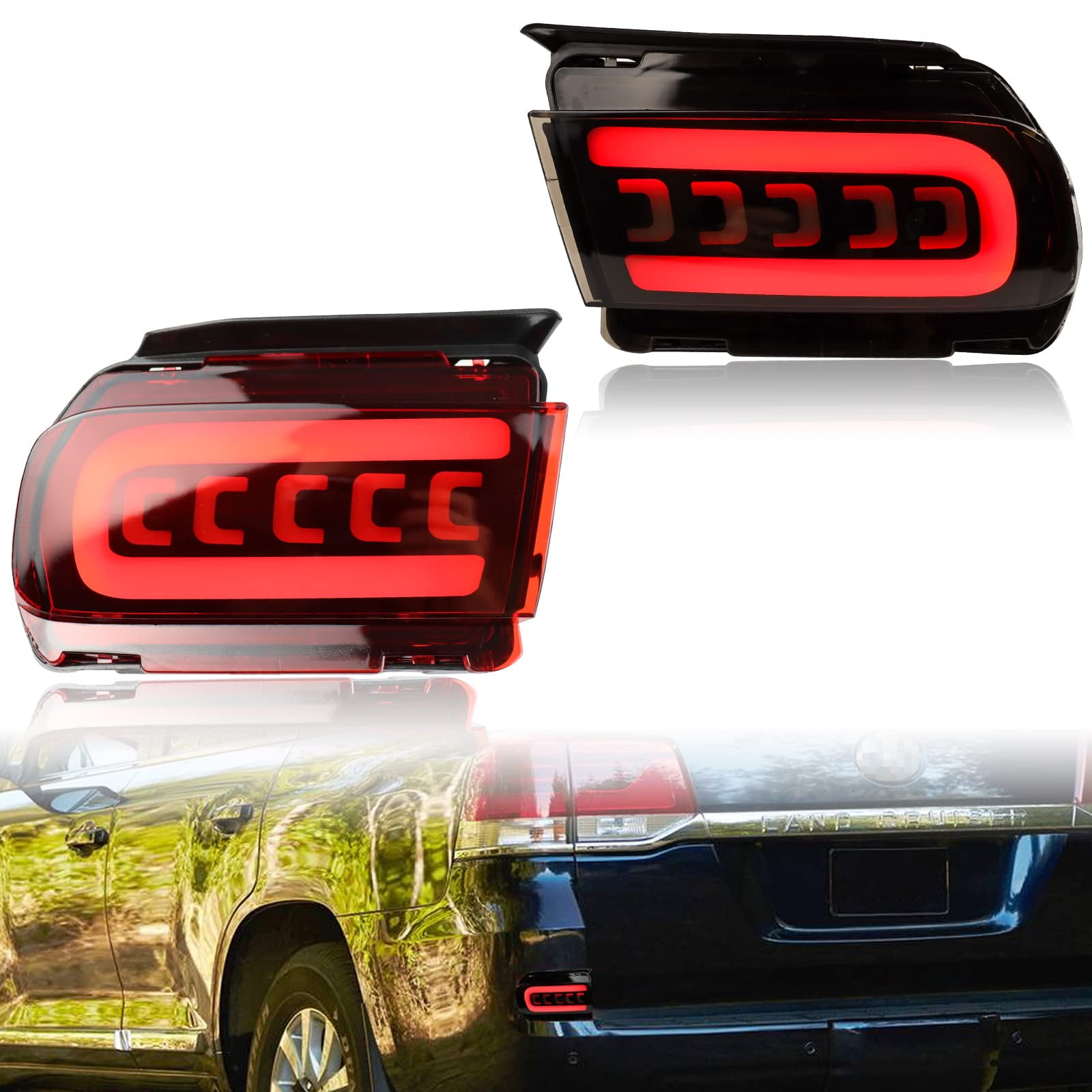PGTOPONE DRL Red LED Rear Bumper Fog Light Daytime Running Lamp Amber ...