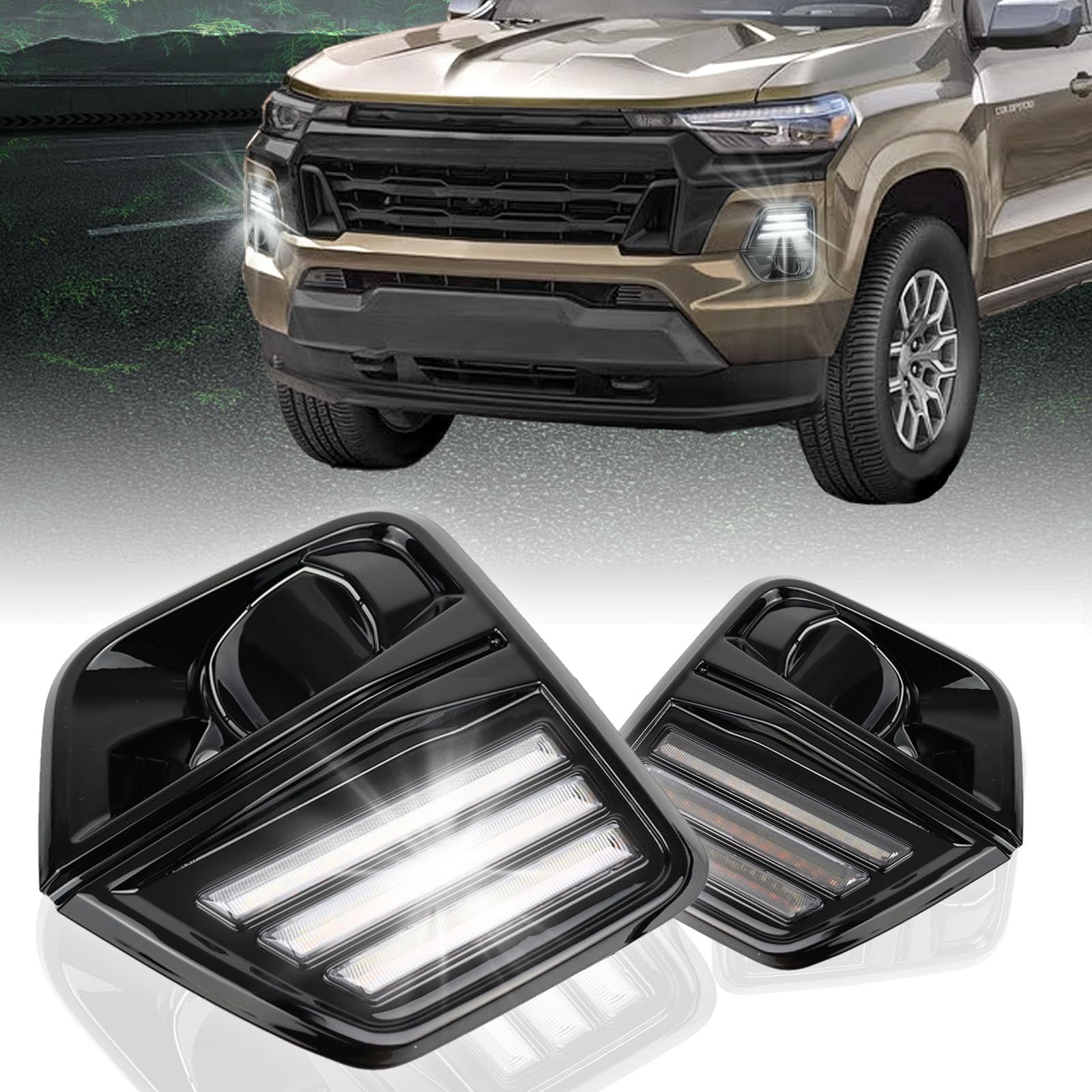 Aazon.co: KEEGTBOX Switchback White/Aber LED DRL Front Fog Grille Lap ...