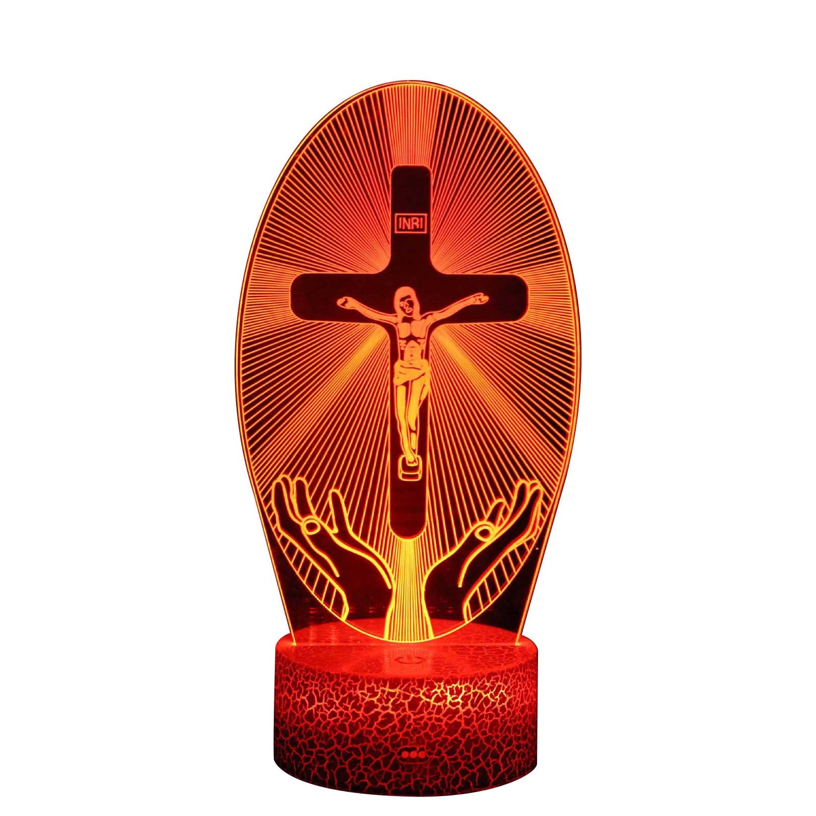 PGYONG 3D Crucifix Night Light Table Desk Optical Illusion Lamps 7 ...