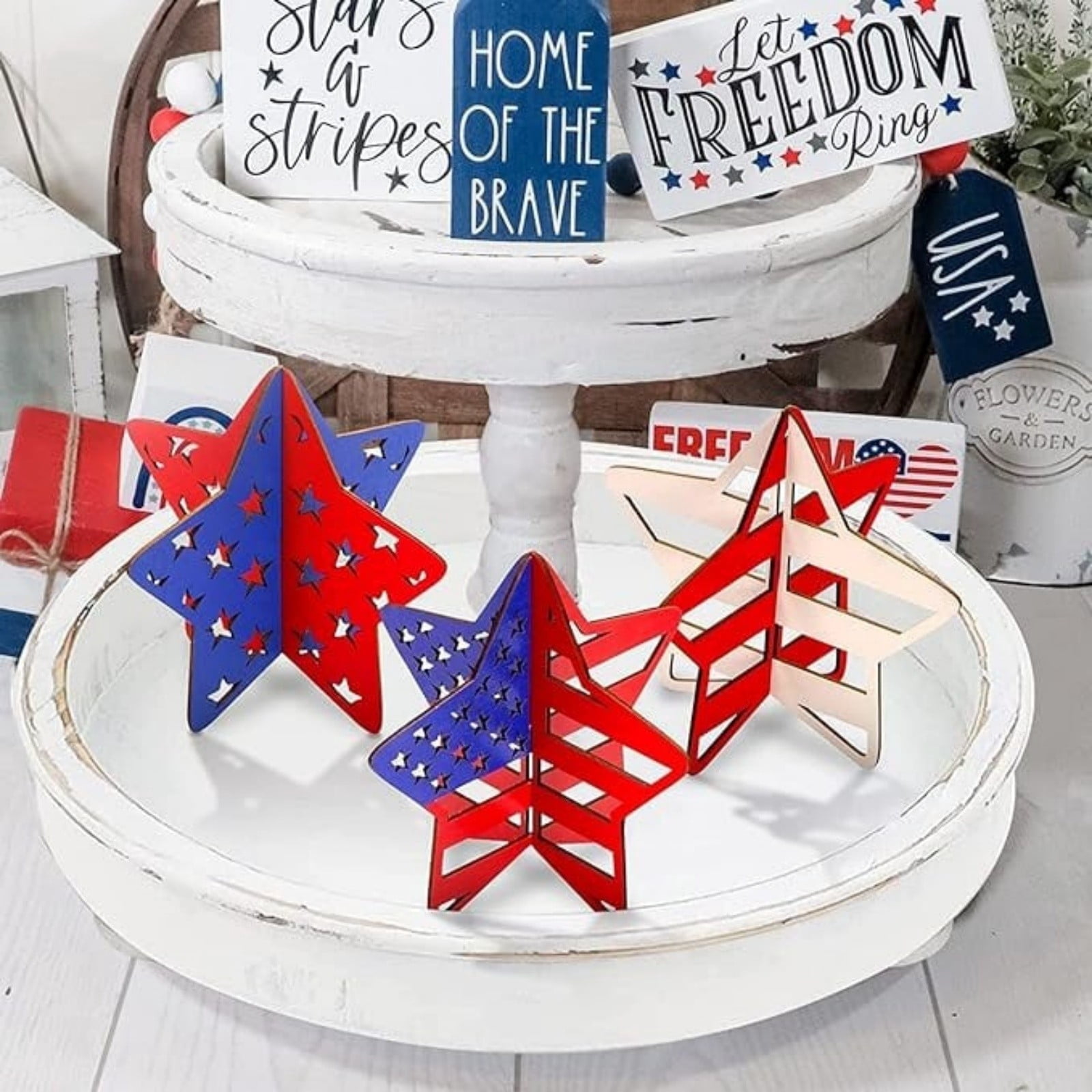 PGYONG American Independence Day Wooden Five Pointed Star Home Desktop ...