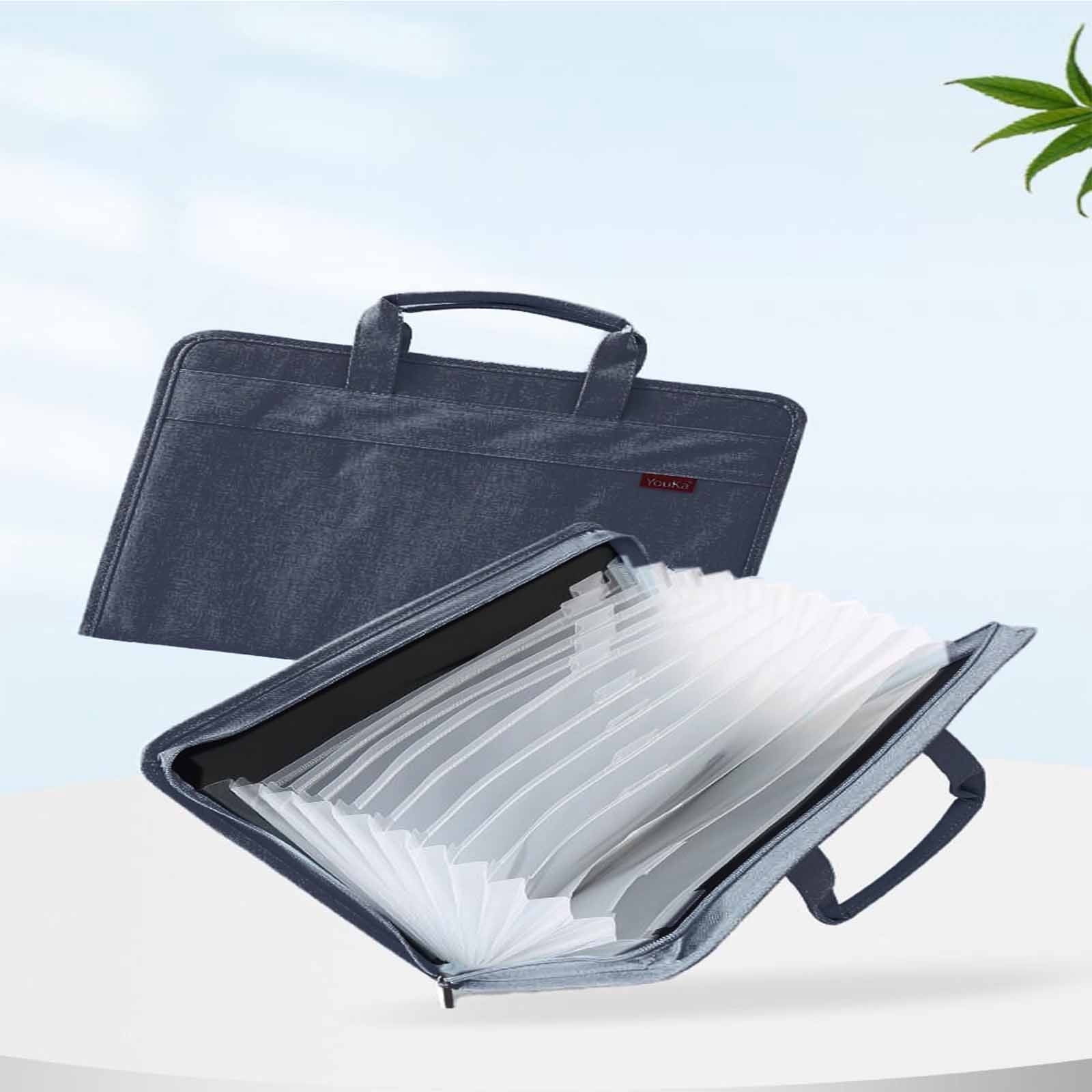PGYONG Canvas Accordion Bag Multi Layer Document Bag Student Document ...