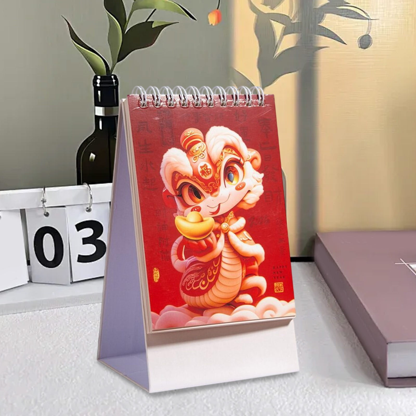 PGYONG Chinese Desk Calendar Monthly Flip Standing Calendar 2025 ...