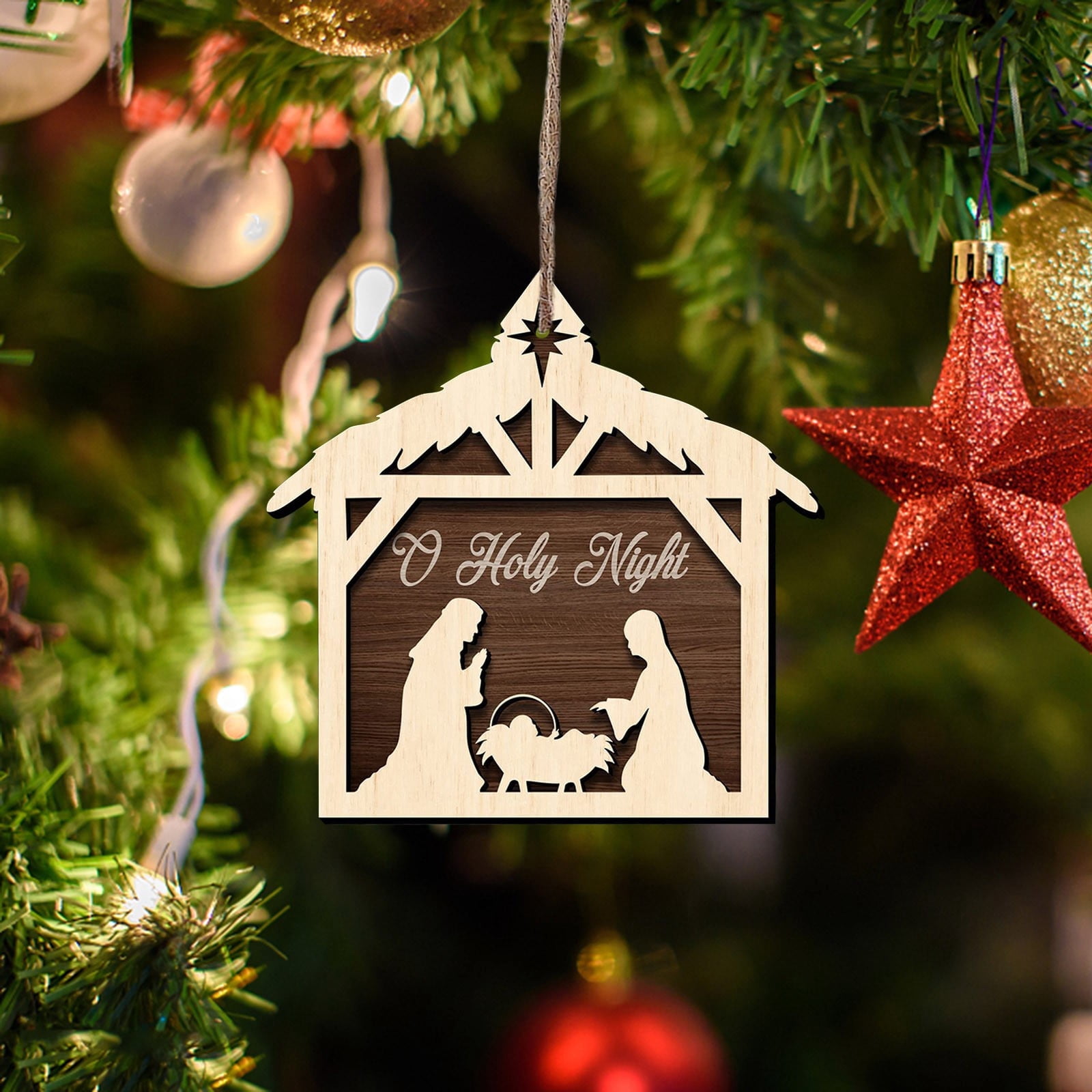 PGYONG Christmas Nativity Scene Ornament Wooden Nativity Set Christmas ...