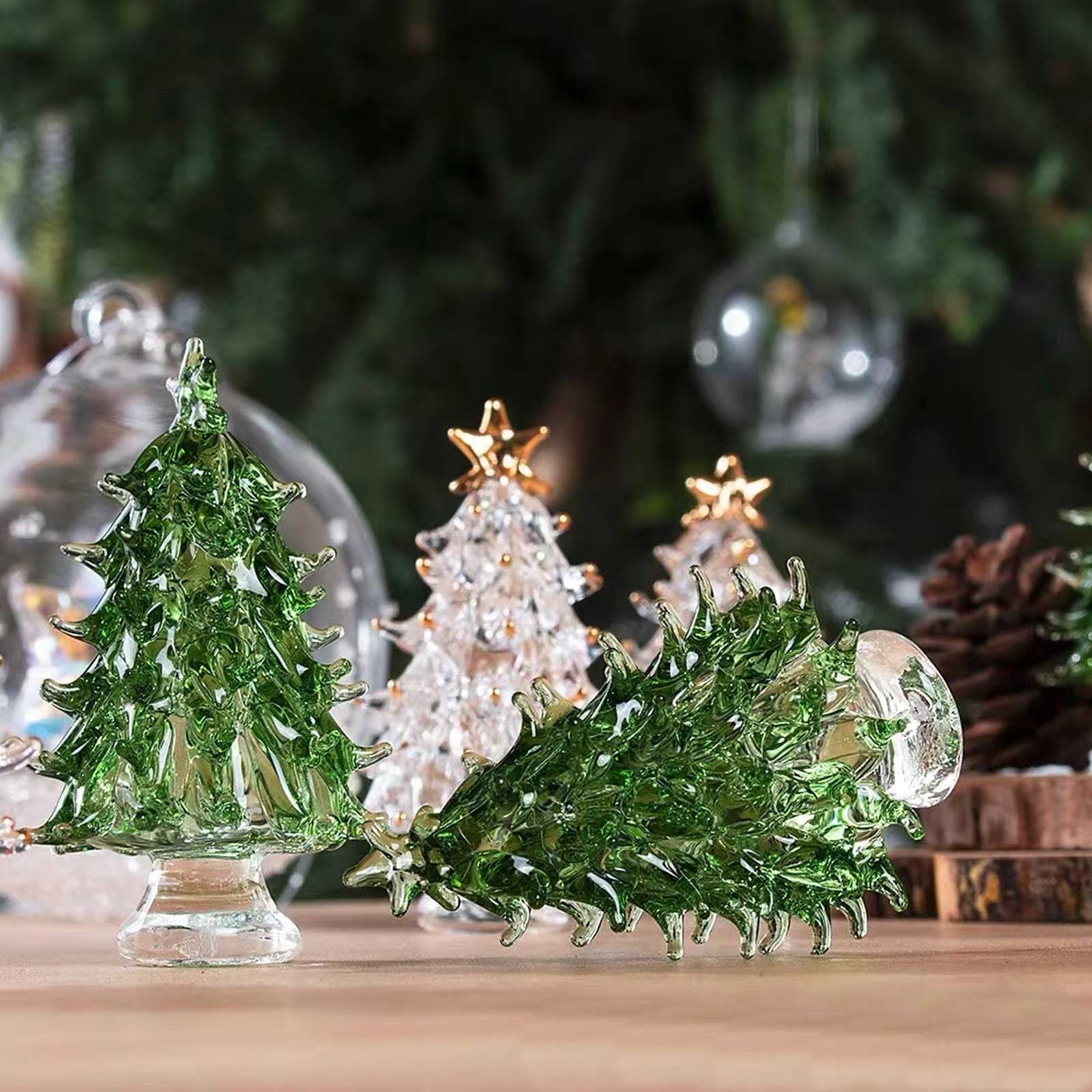 PGYONG Crystal Christmas Tree Fireplace Mantel Decor Desk Topper Mini ...