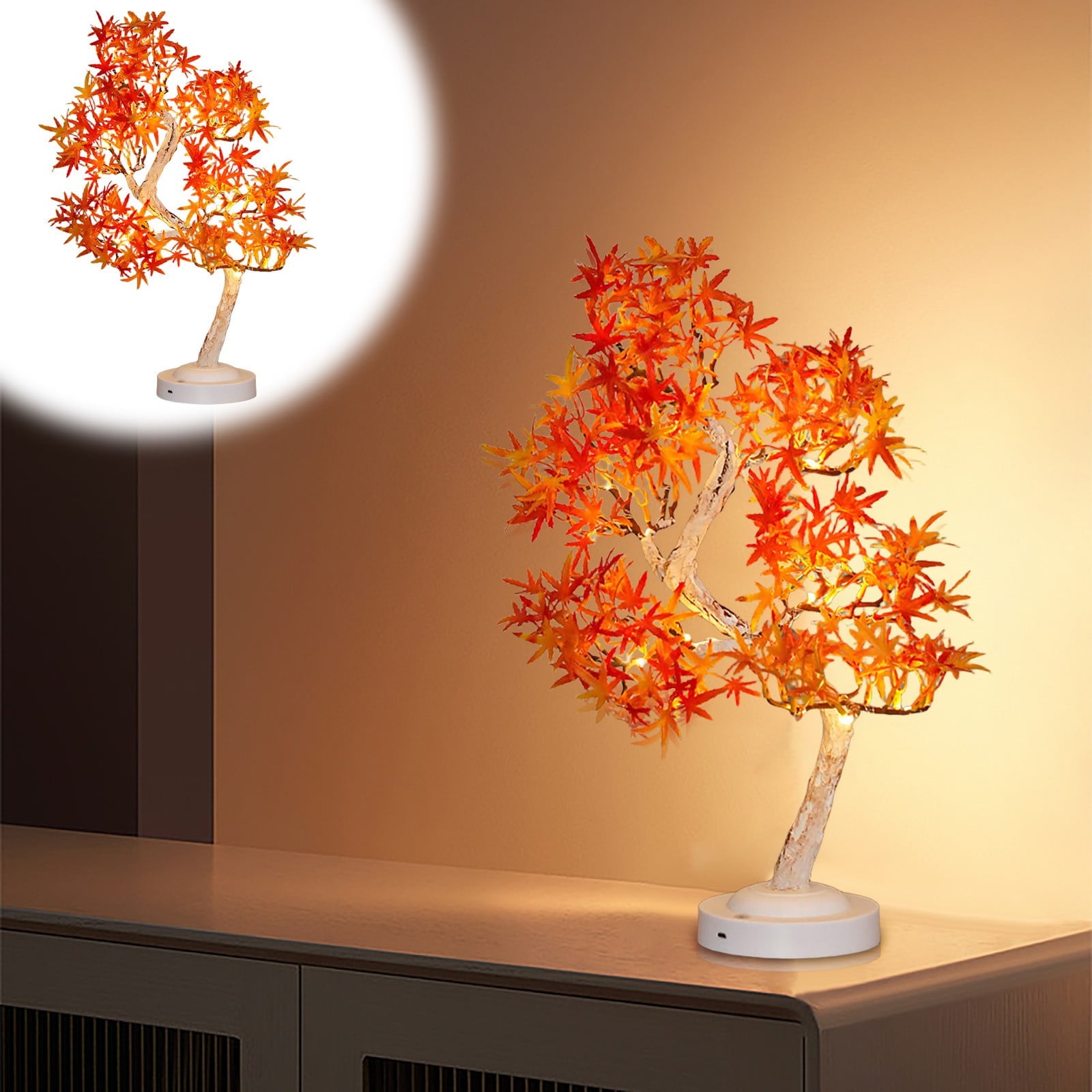 PGYONG Fall Tree Lighted Maple Tree,Thanksgiving Decoration Maple Leaf ...
