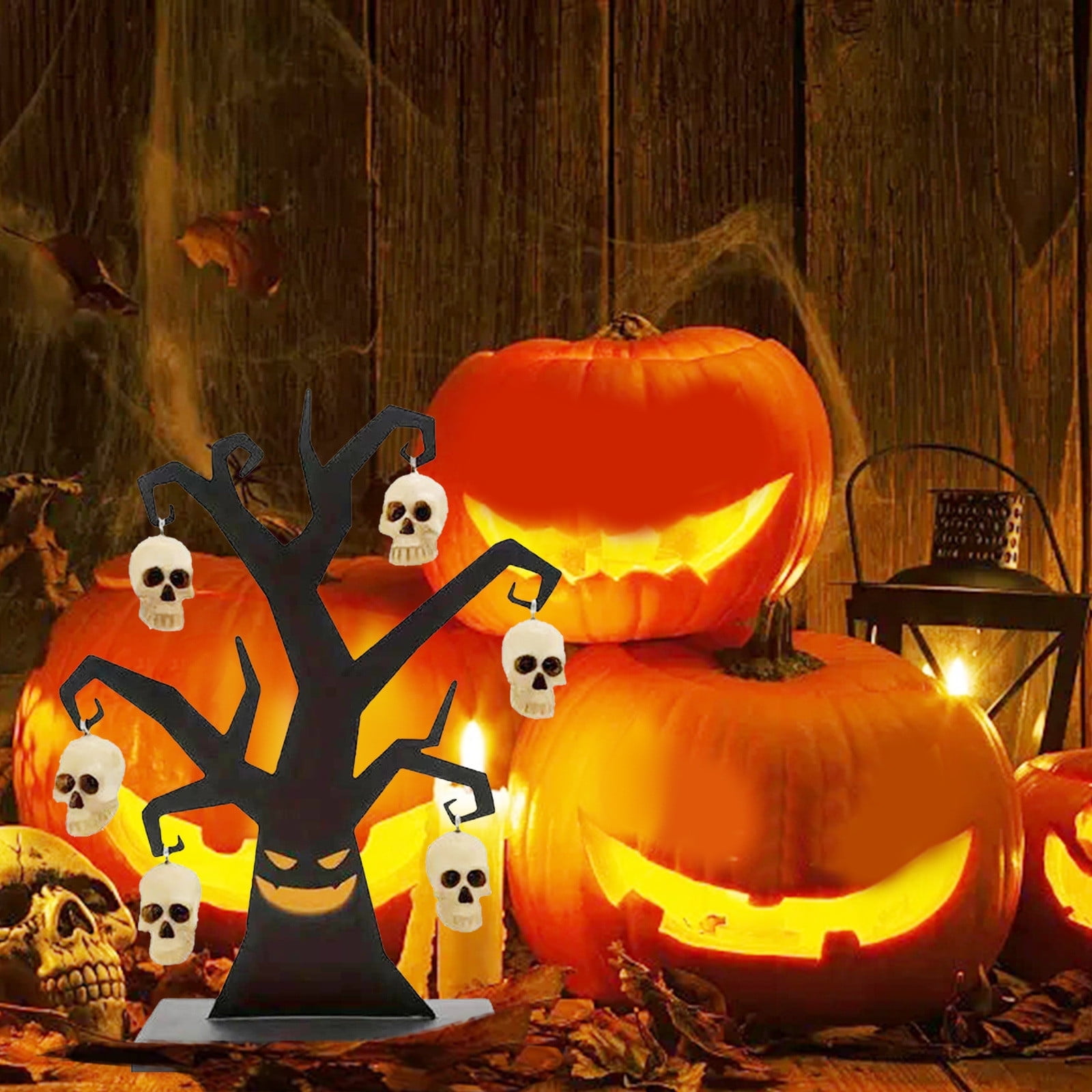 PGYONG Halloween Decorations Dead Tree And Skull Ornaments Props ...