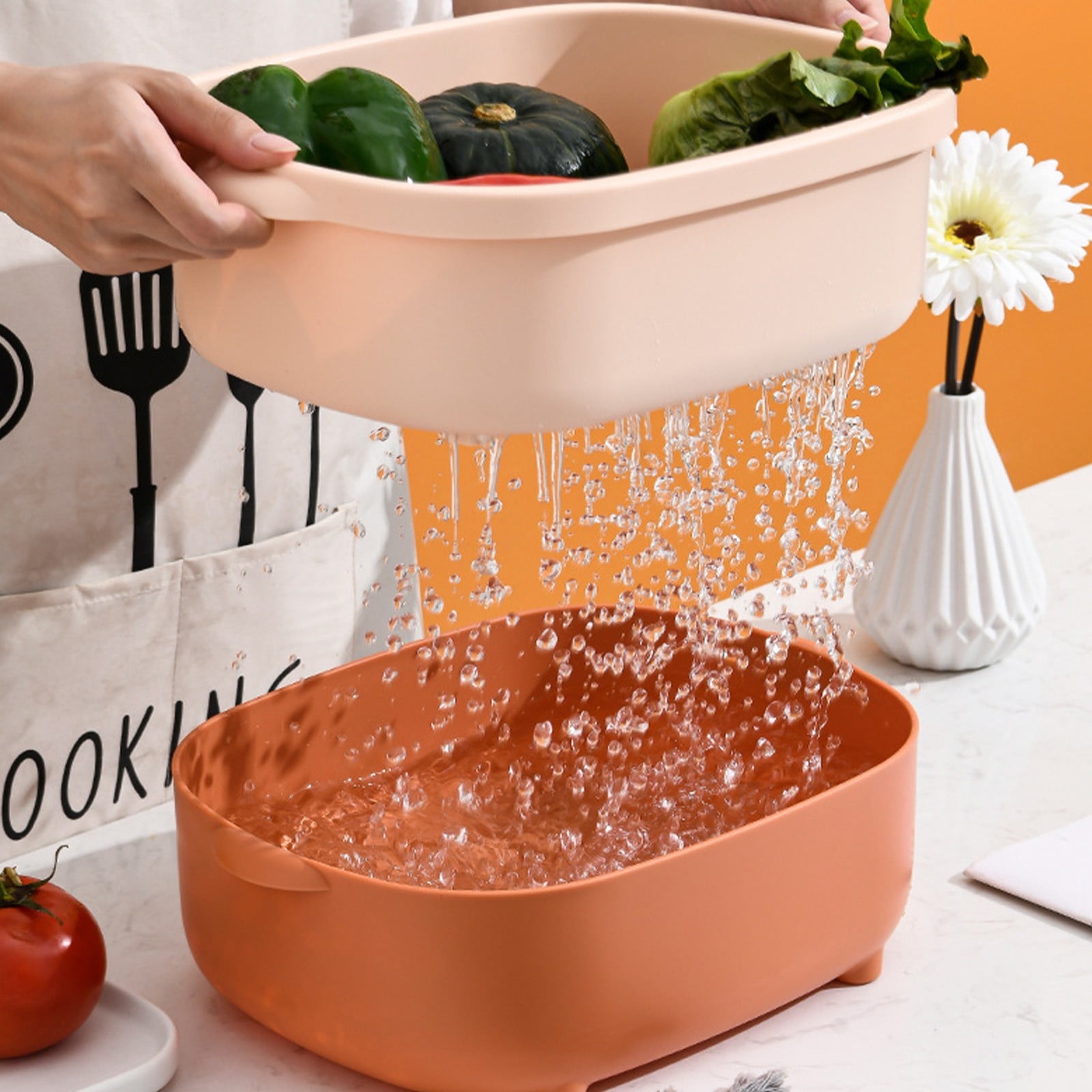 PGYONG Multi Functional Basket New Fruit Cleaning Bowl with Strainer ...