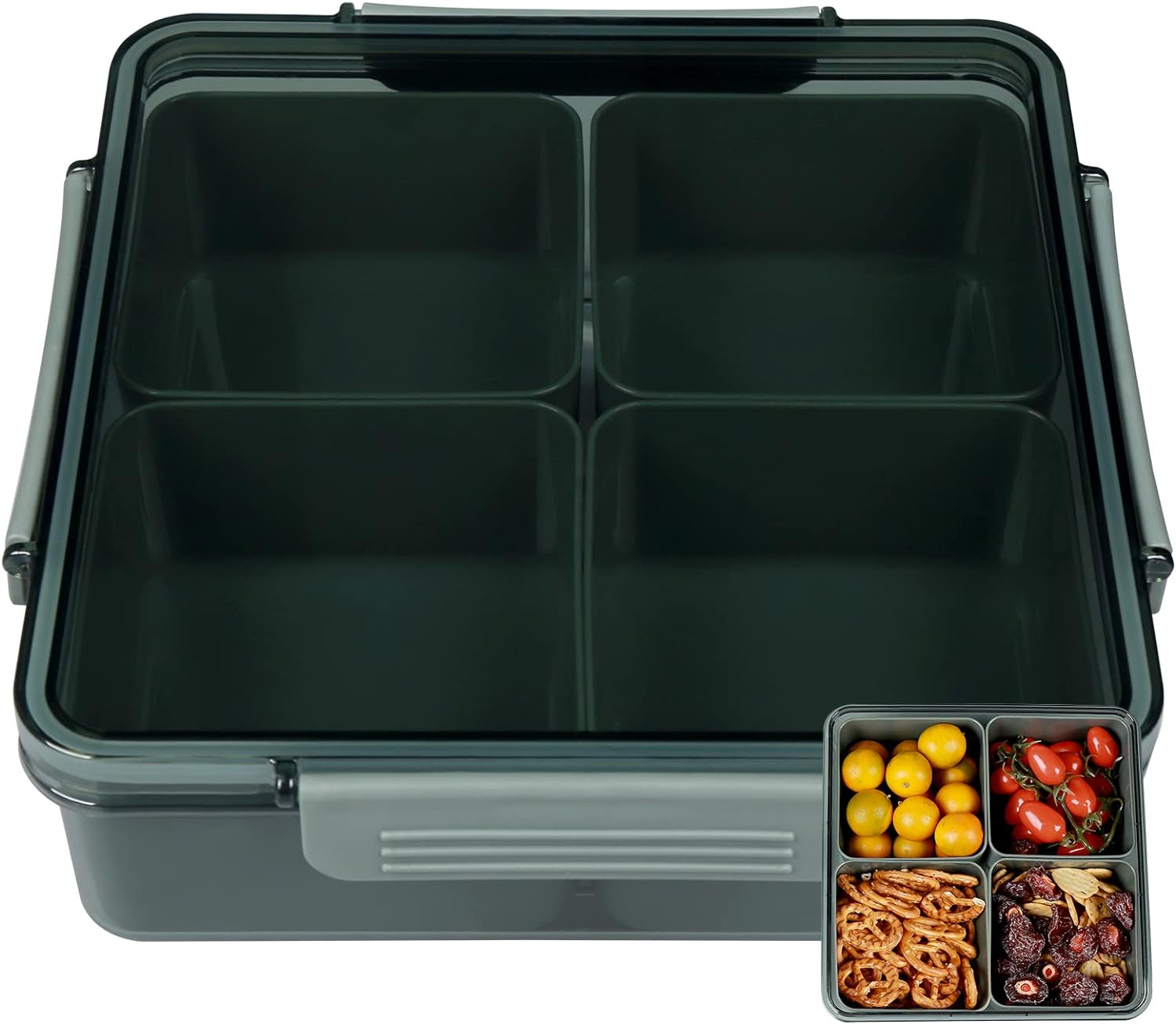 PGYmaoyi Divided Serving Tray with Lid, Removable Divided Platter Food ...