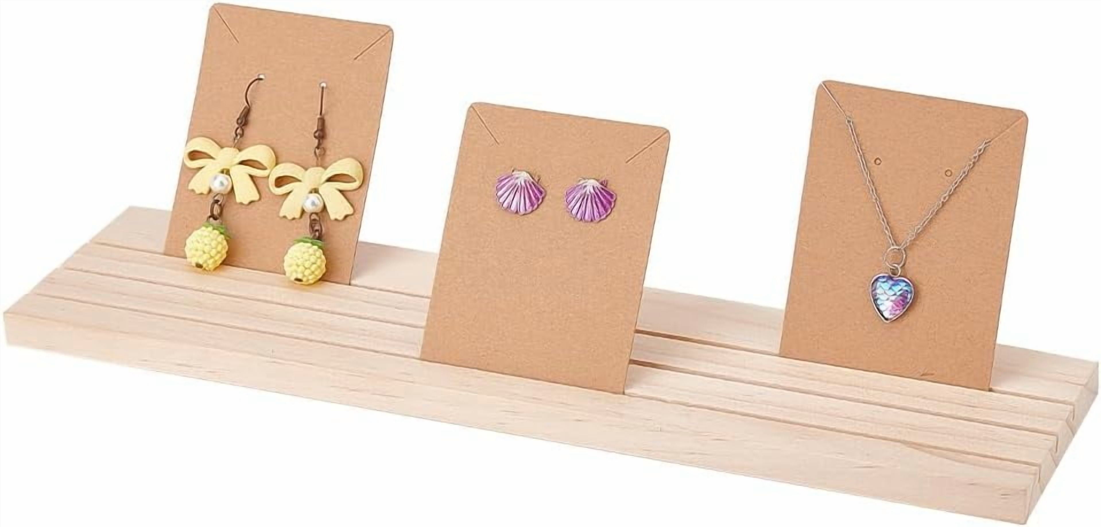 PH 1 Pack Wooden Earring Holder 3 Slot Earring Display Stand Wood ...