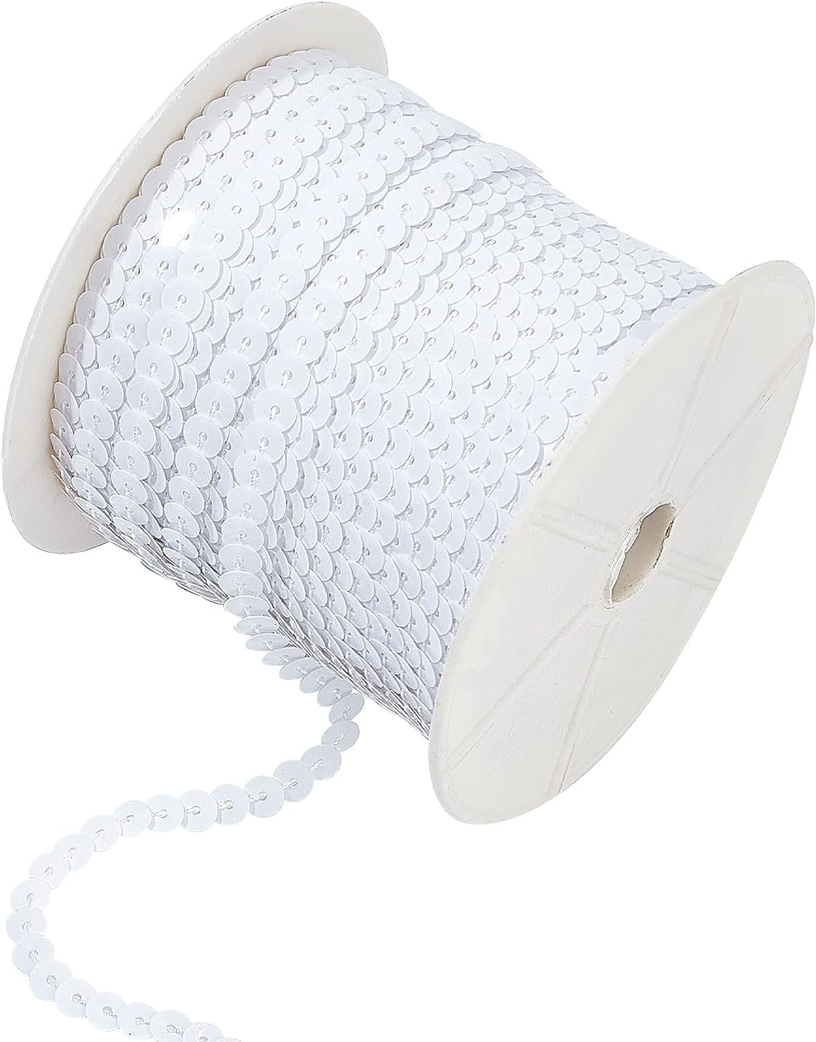 PH 100 Yards Spangle Flat Sequins 6mm Flat Sequin Strip Trim White ...