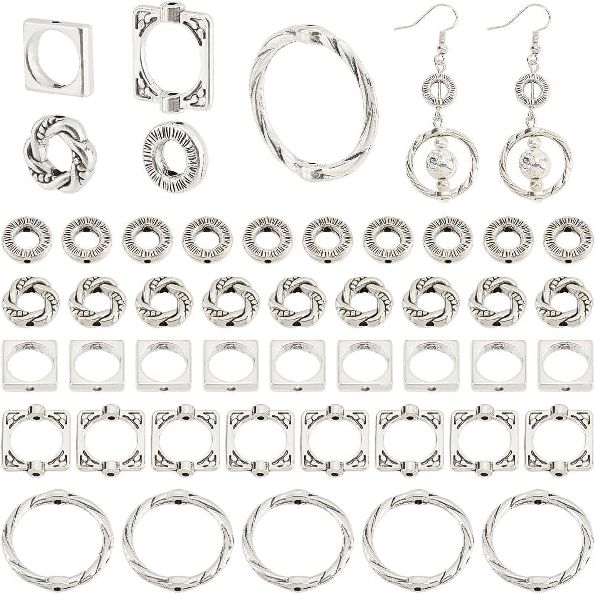 PH 100pcs Bead Frames 5 Styles Double Hole Brass Frame Spacer Beads ...