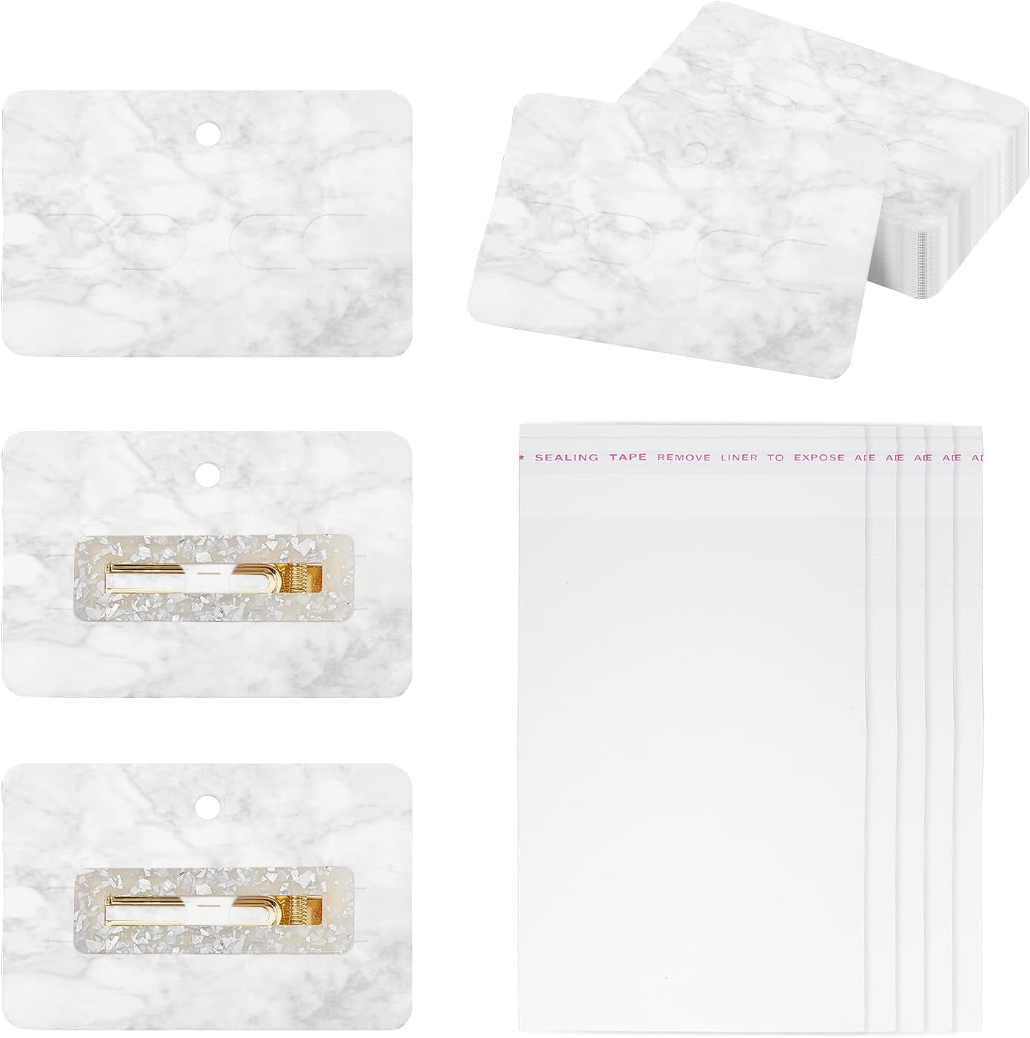 PH 100pcs Hair Clips Display Card Set 50pcs Wood Grain Kraftpaper ...