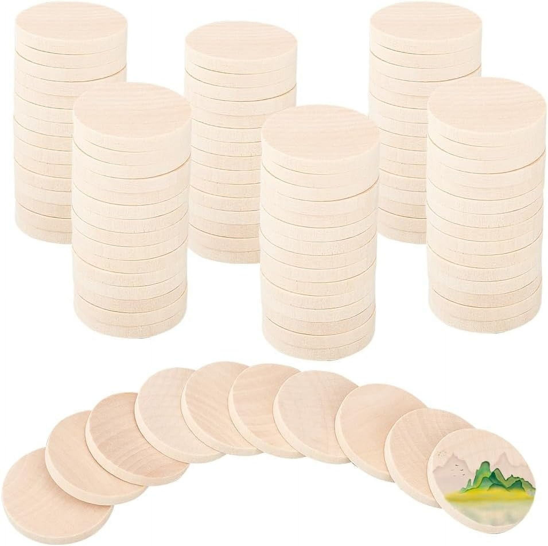 PH 100pcs Small Wood Slices 1.5 inch Unfinished Wooden Discs Pieces ...