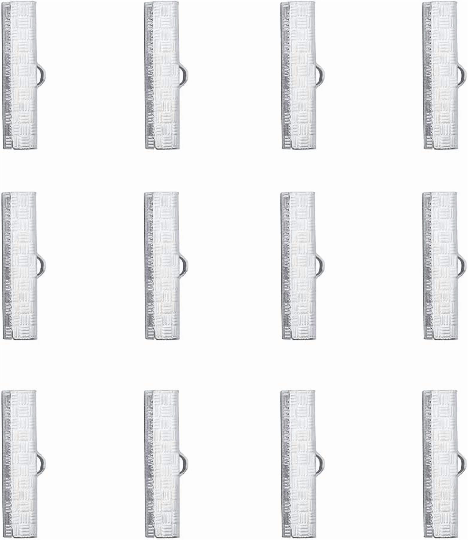 PH 100pcs Stainless Steel Ribbon Ends Clamps Crimp End Cord Ends Clasp ...