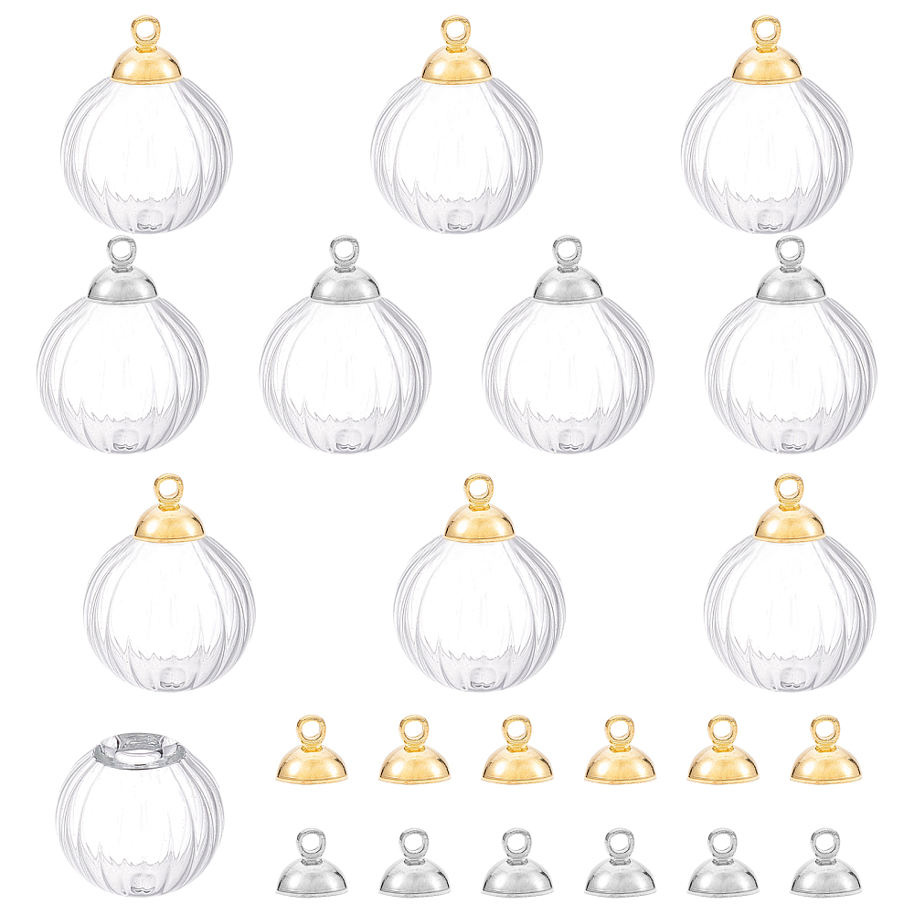 PH 12 Sets Glass Ball Pendant 14mm Mini Empty Clear Glass Globe Hollow ...
