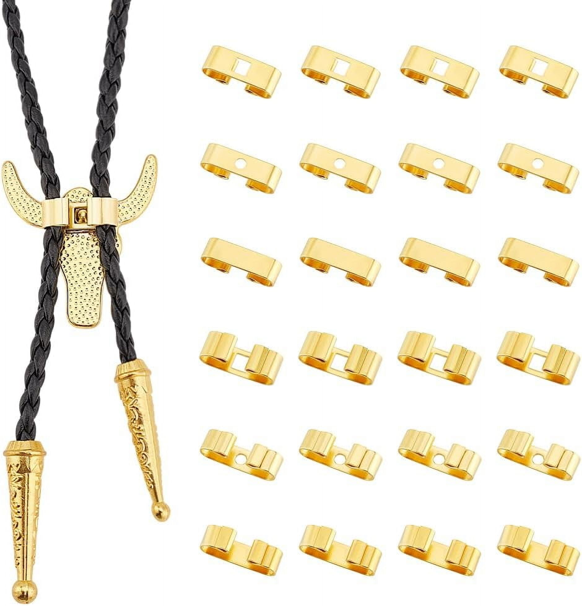 PH 120pcs 3 Styles Bolo Tie Kit Bolo Tie Slide Clasps Brass Bolo Tie ...
