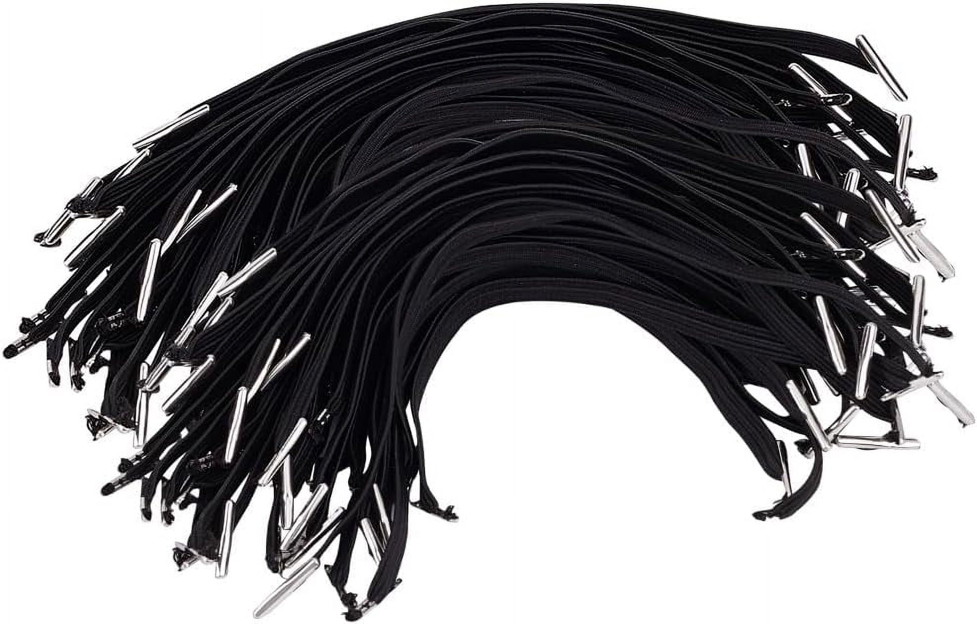 PH 120pcs Black Elastic Barbed Cord Flat Elastic Cord with Metal Barbs ...